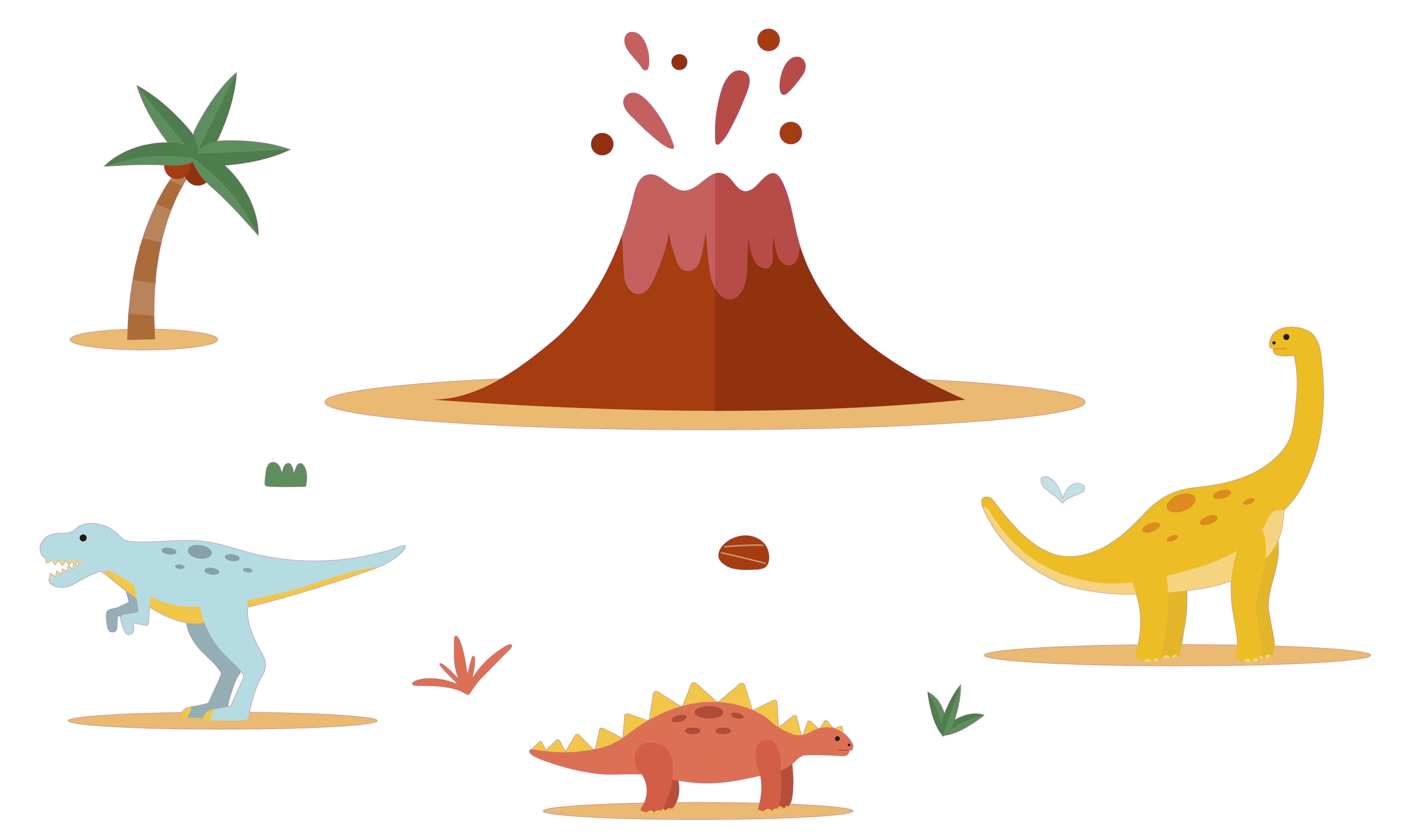 Colorful 19" x 30" Jurassic Themed Volcano Eruption Scene & Dinosaurs ...