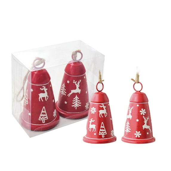 Colorful 2-Pack Christmas Bell Ornaments, Iron Handbell Hanging Decor ...
