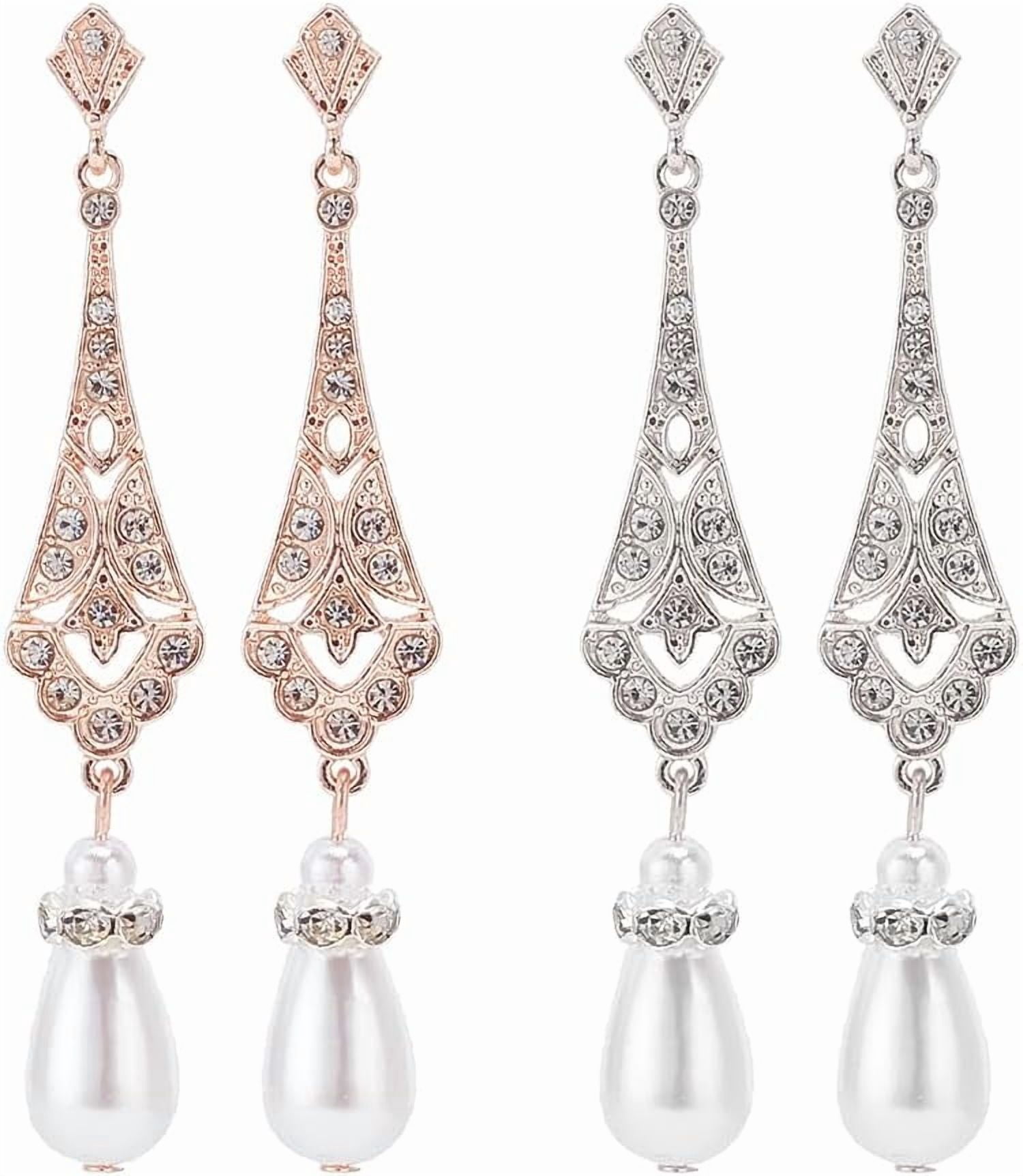 Colorful 2 Pairs 1920s Flapper Art Deco Gatsby Earrings for Women Great ...