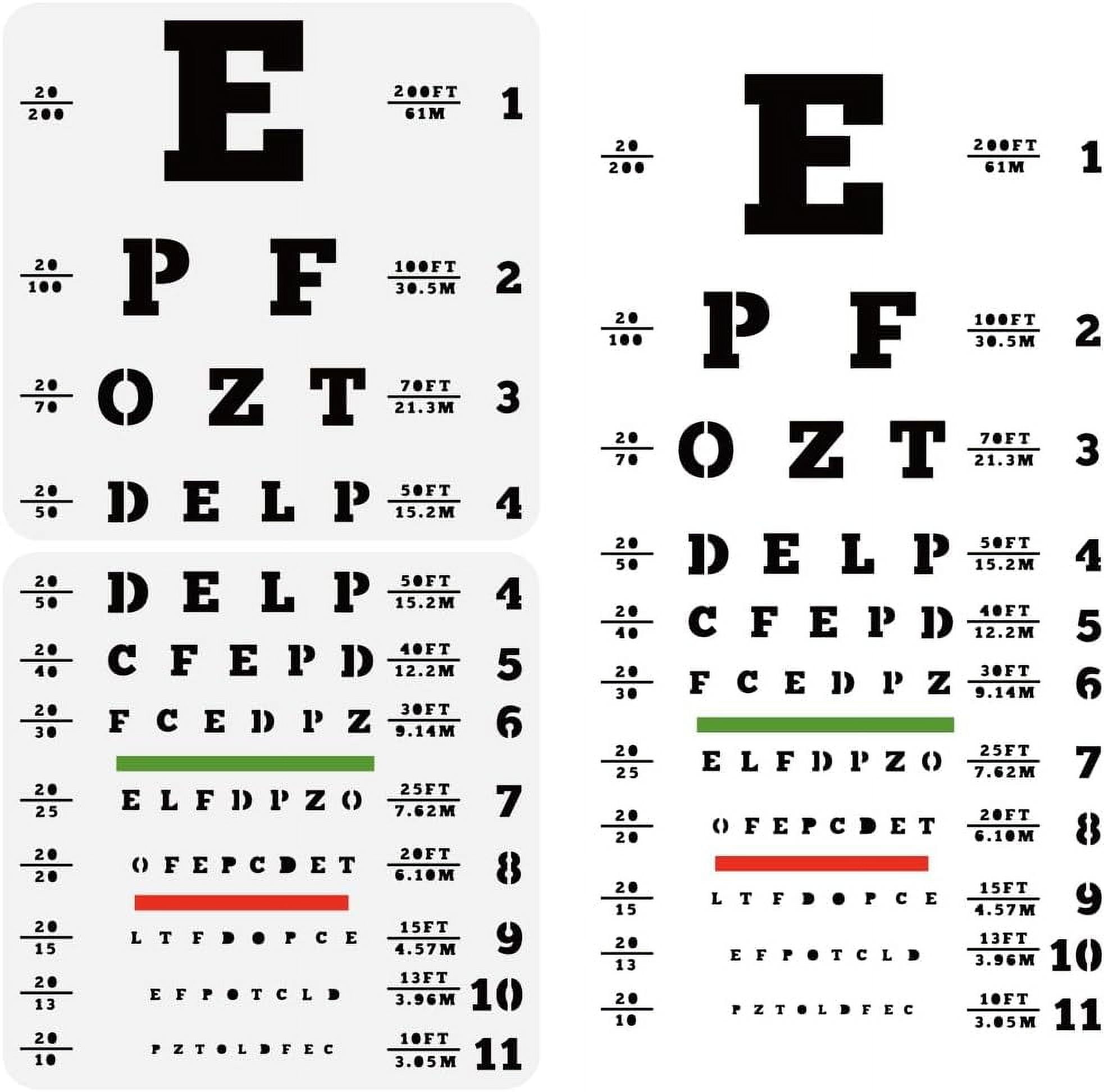 Colorful 2 Pcs Eye Chart Stencil Template 11.8x11.8 inch Snellen Eye ...