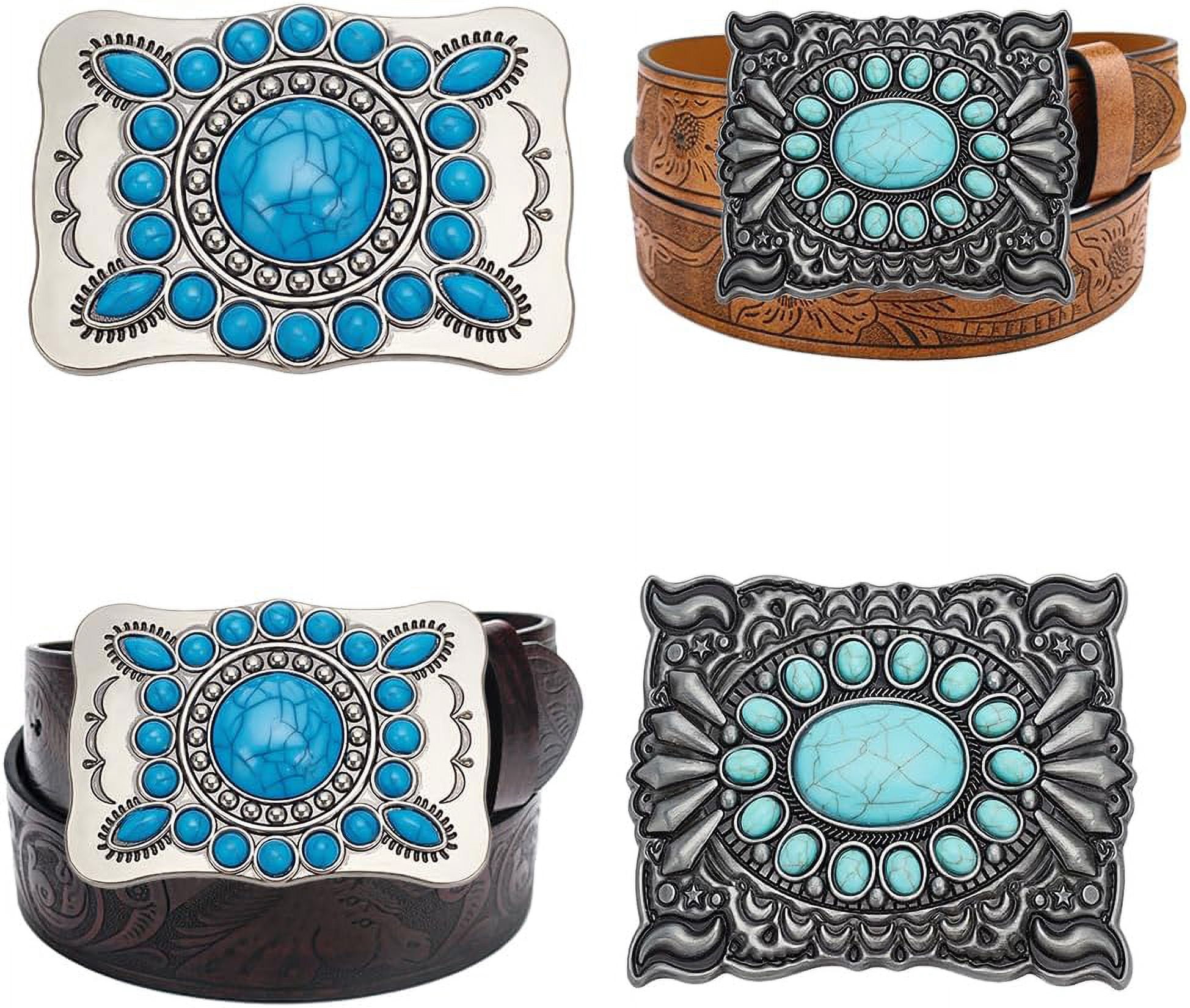 Colorful 2 Style Turquoise Belt Buckles 2pcs Rectangle Relief Belt ...