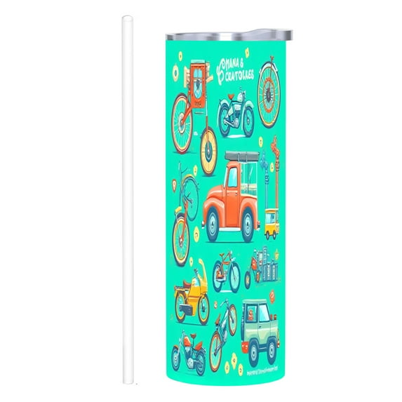 Colorful 20 oz Stainless Steel Insulated Tumbler with Bicycle & Truck ...