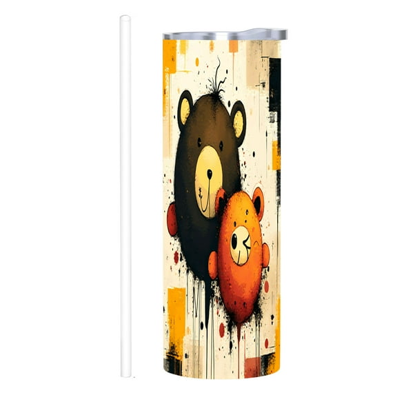 Colorful 20 oz Stainless Steel Insulated Tumbler with Cartoon Bears ...