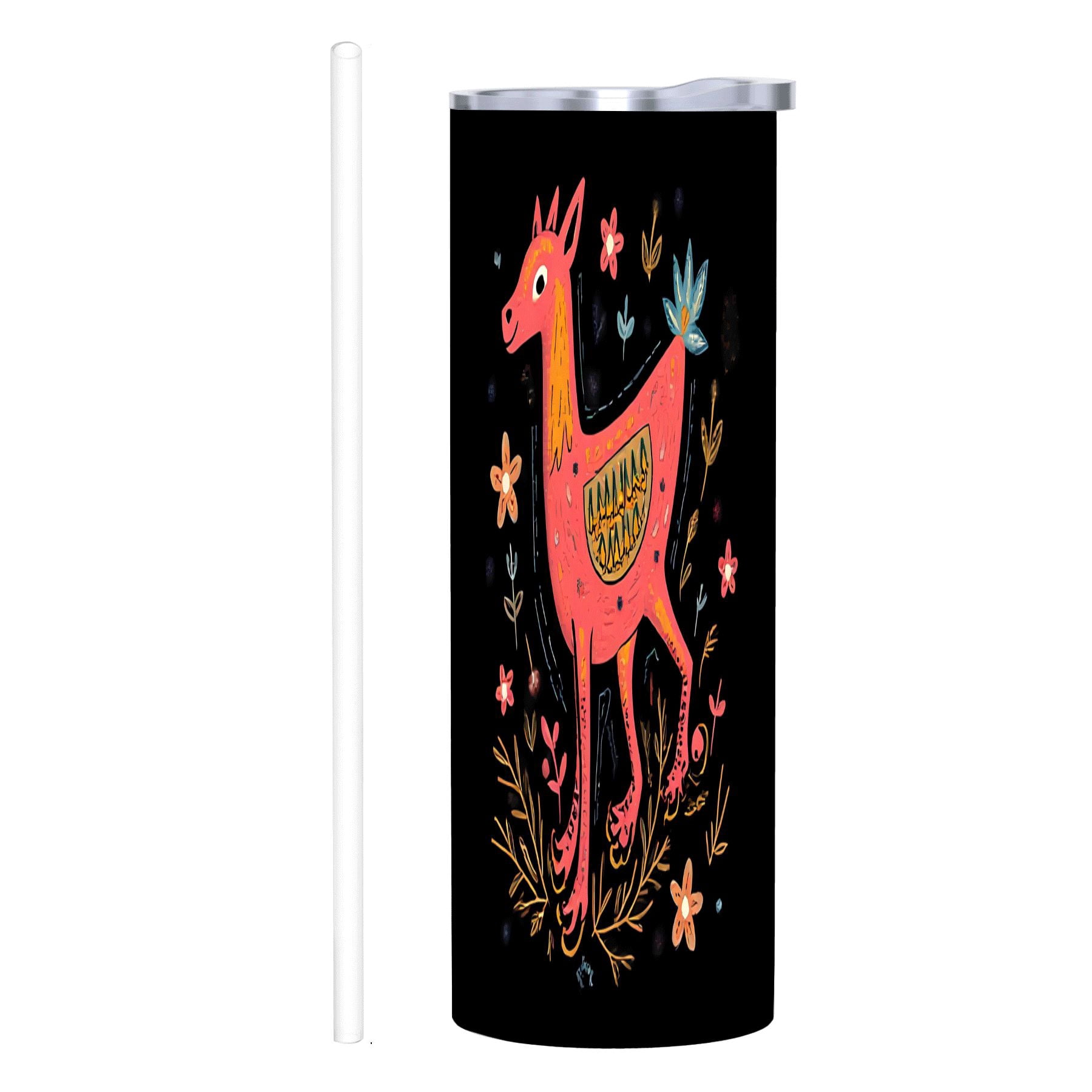 Colorful 20 oz Stainless Steel Insulated Tumbler with Whimsical Horse ...