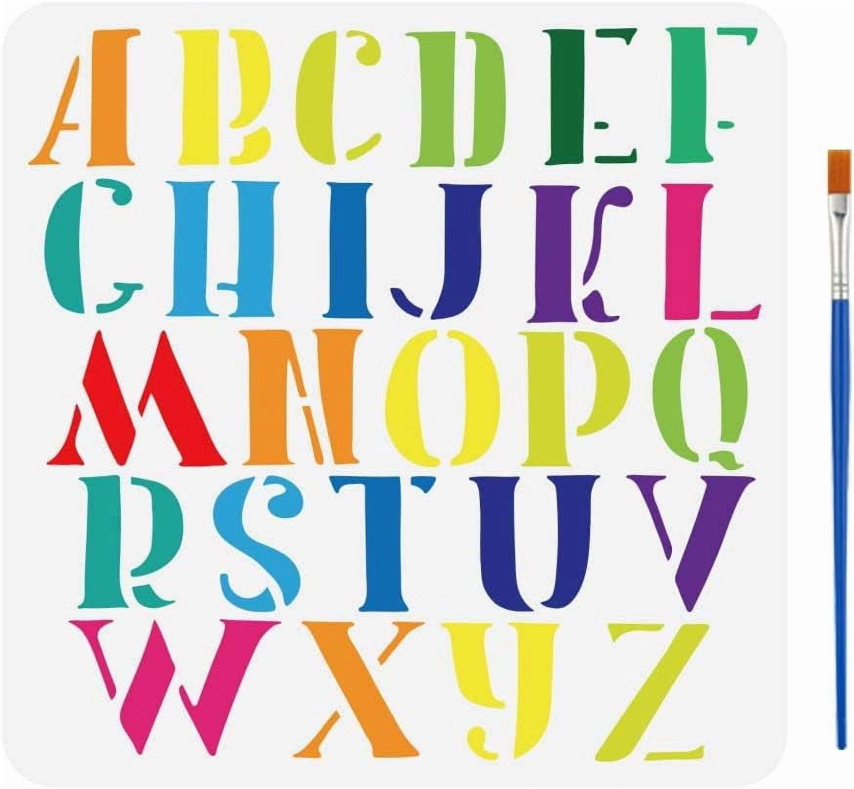 Colorful 26 Letters Stencil with a Paint Brush 11.8x11.8Inch Letters ...