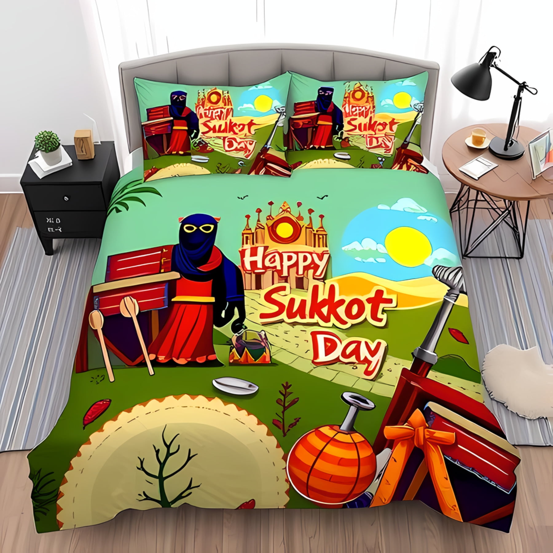 Colorful 3-Piece Duvet Cover Set Featuring Cartoon Character in ...