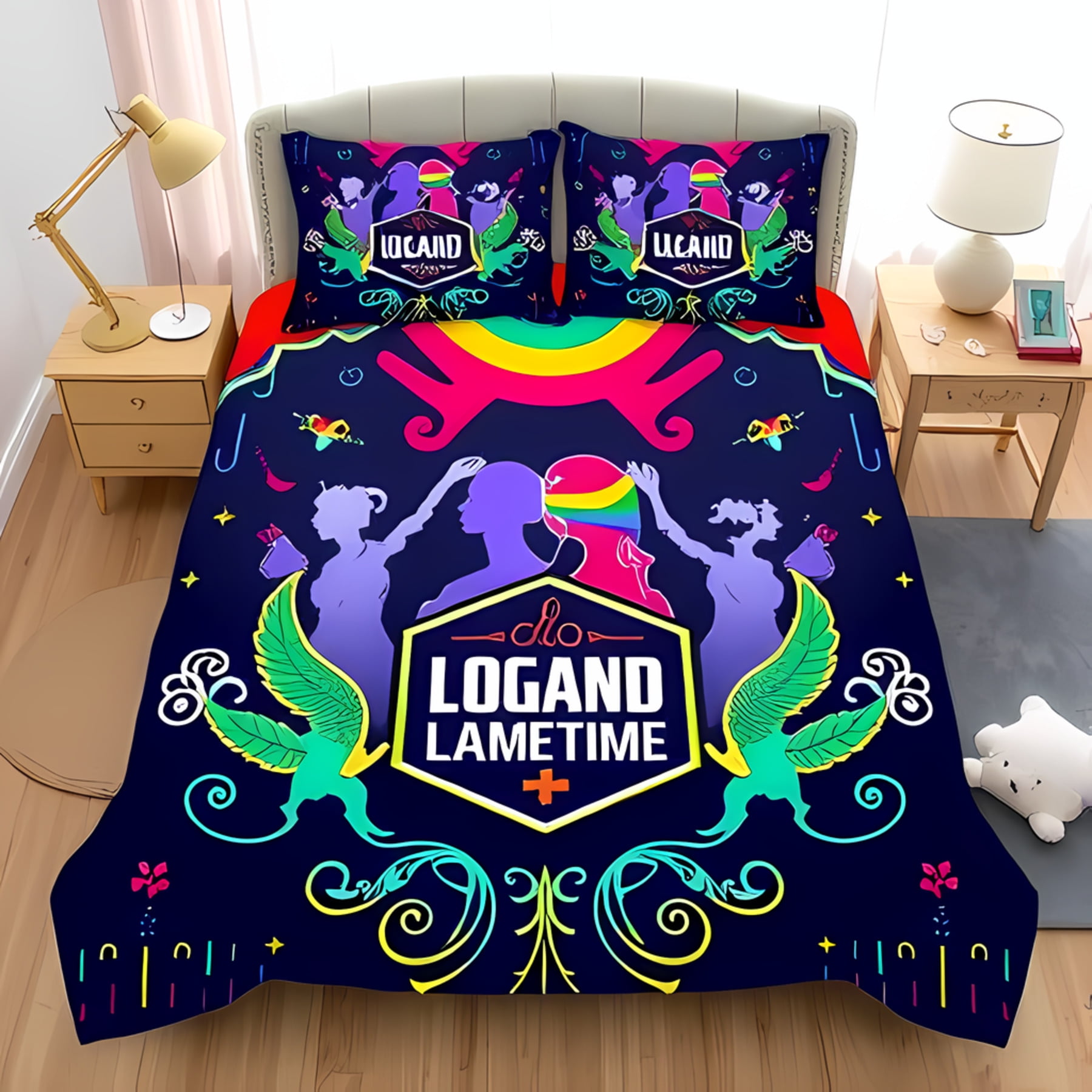Colorful 3-Piece Duvet Cover Set with Hexagonal Design 'the Logand ...