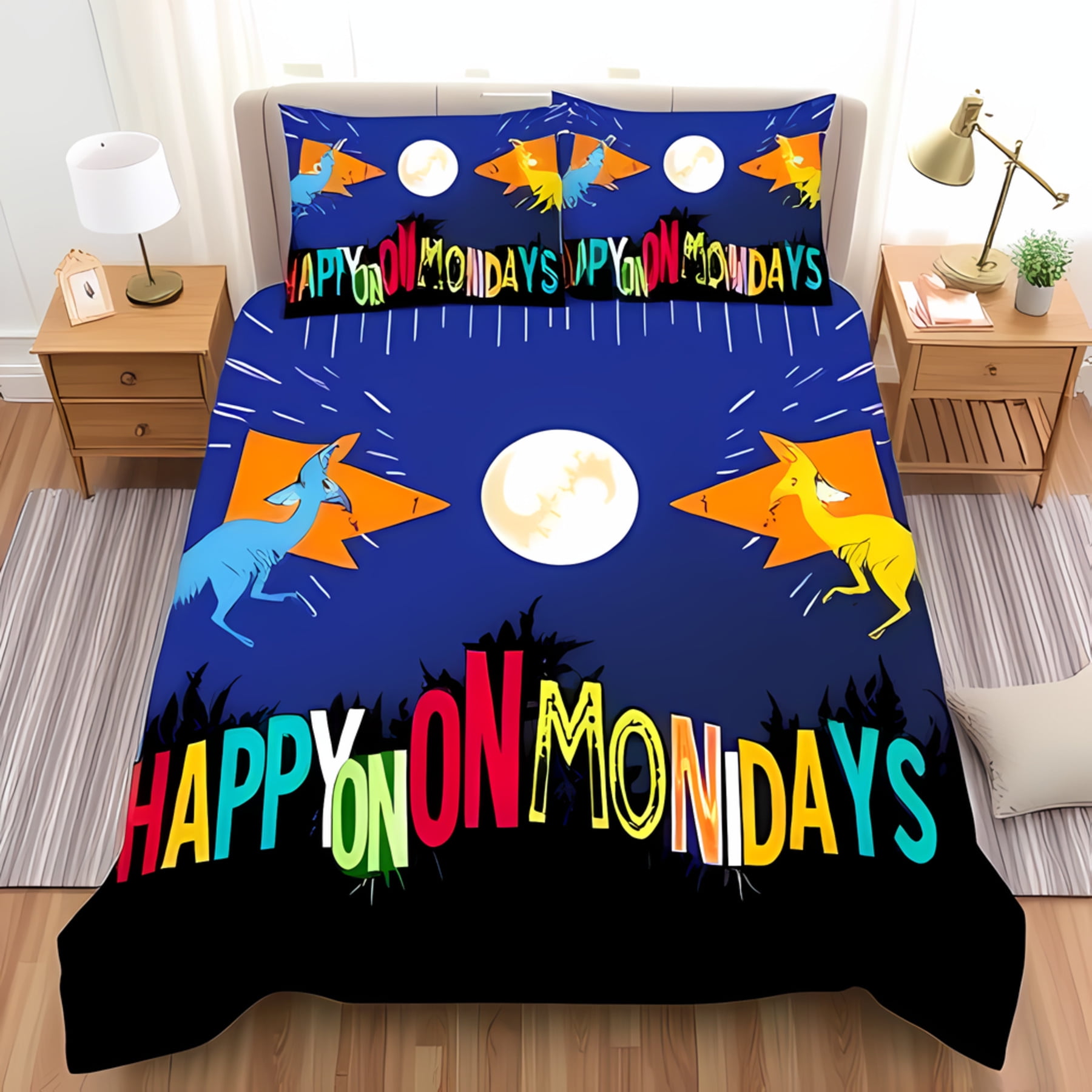 Colorful 3-Piece Duvet Cover Set with Playful Design and Night Sky ...