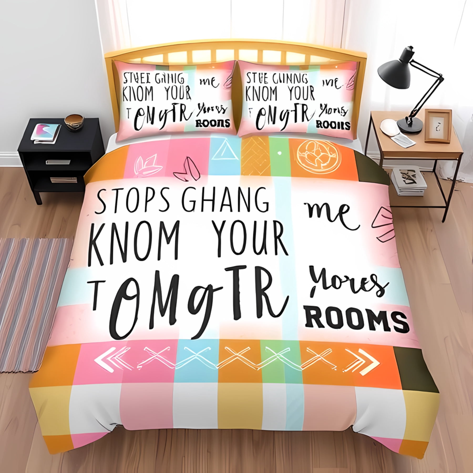 Colorful 3-Piece Duvet Cover Set with Playful Geometric Patterns Bold ...