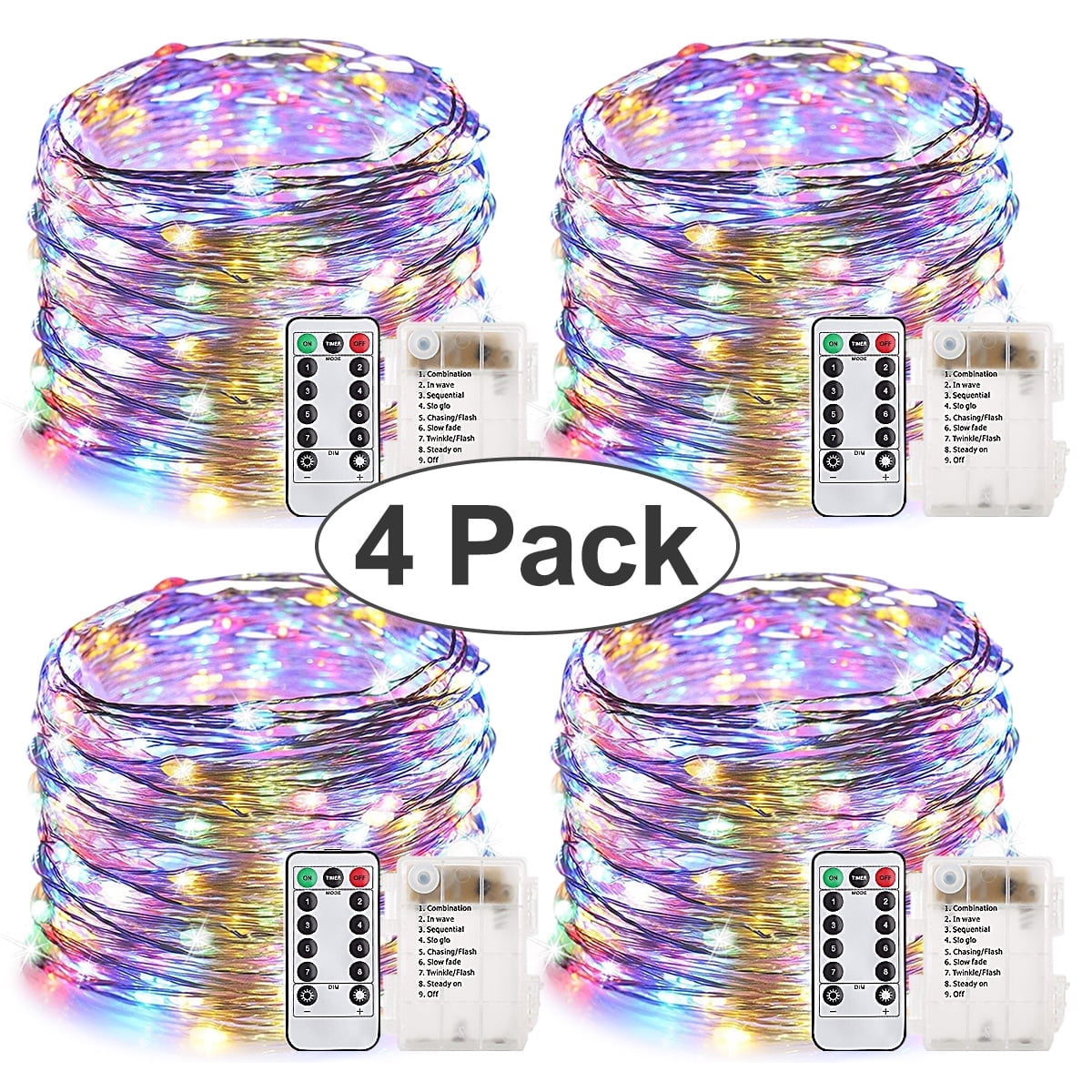 Colorful 33 ft 100 LED Twinkle Lights with Remote Timer & 8 Modes ...