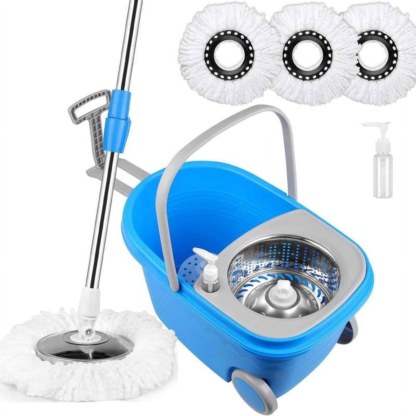 Colorful 360 ° Spin Mop and Bucket Set with 3 Microfiber Refills, 61in ...