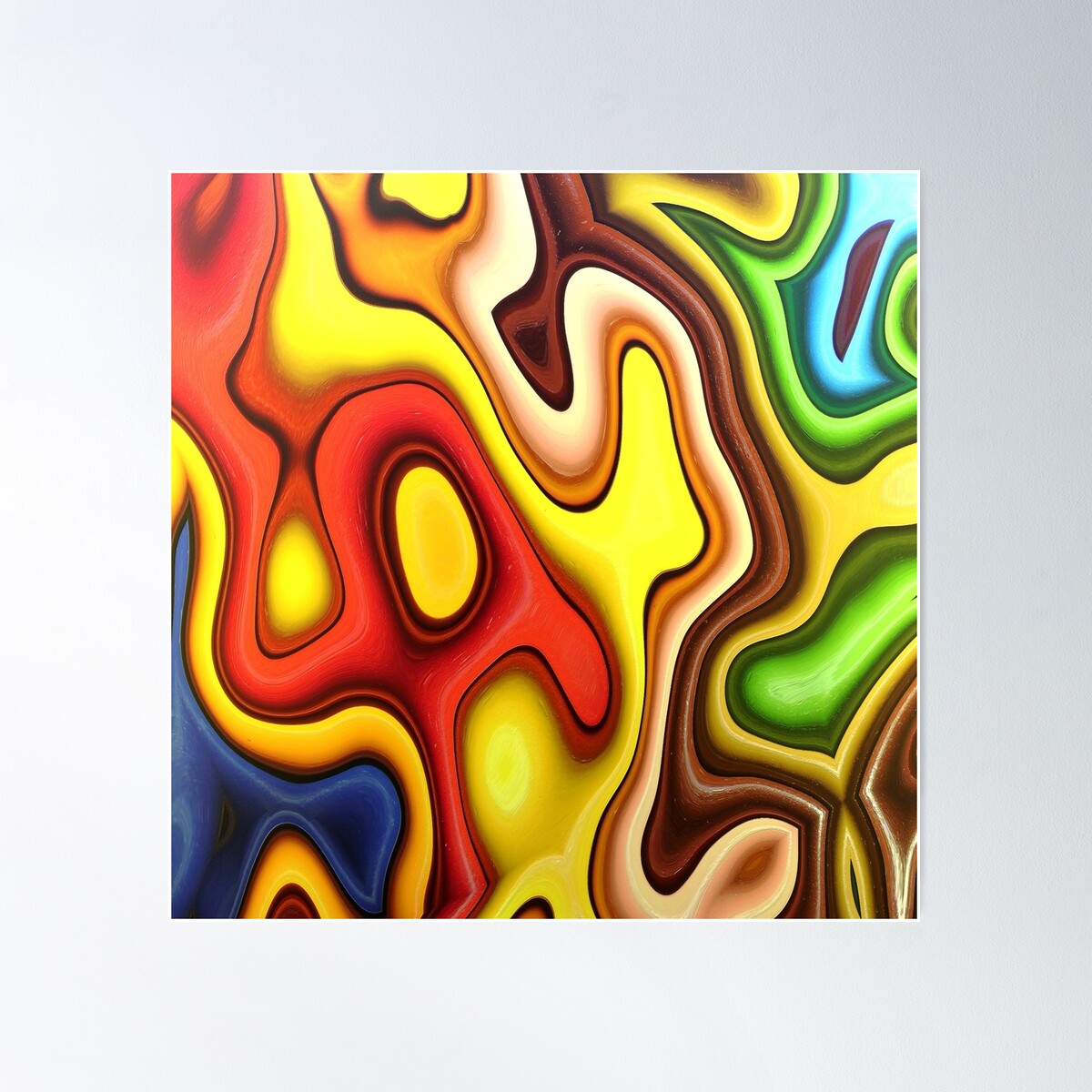 Colorful 3D Shapes Poster Wall Art, Modern Wall Decor For Living Room ...