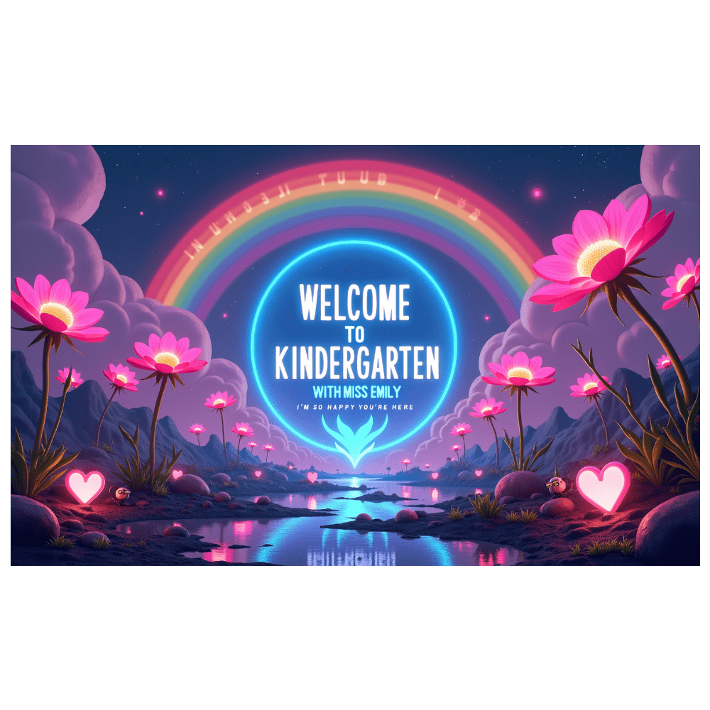 Colorful 3D Welcome to Kindergarten Banner with Flower Elements ...