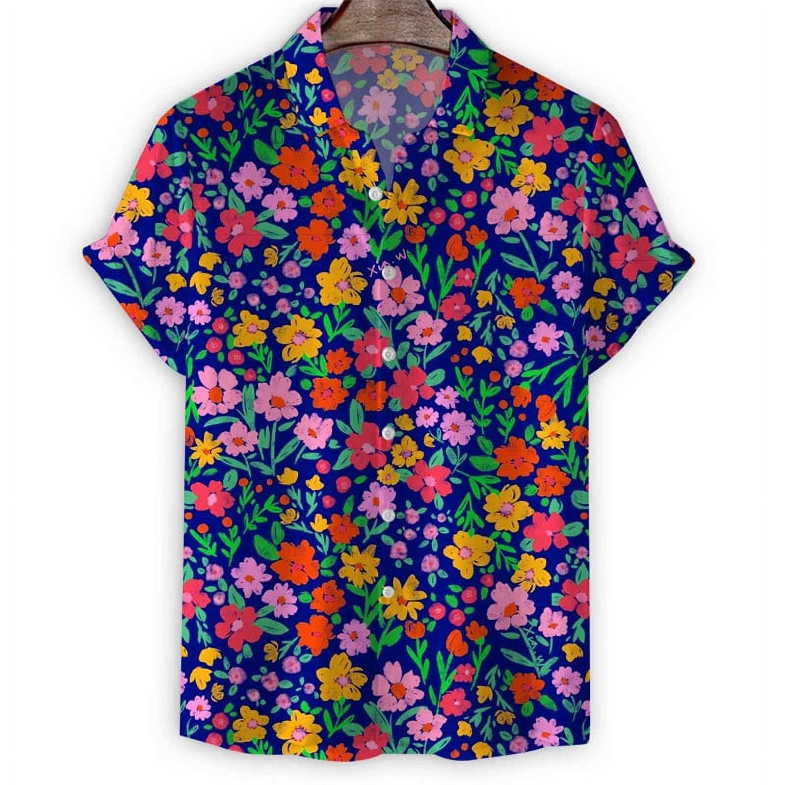 Colorful 3d Print Floral Hawaiian Shirt For Men Summer Vacation Short ...