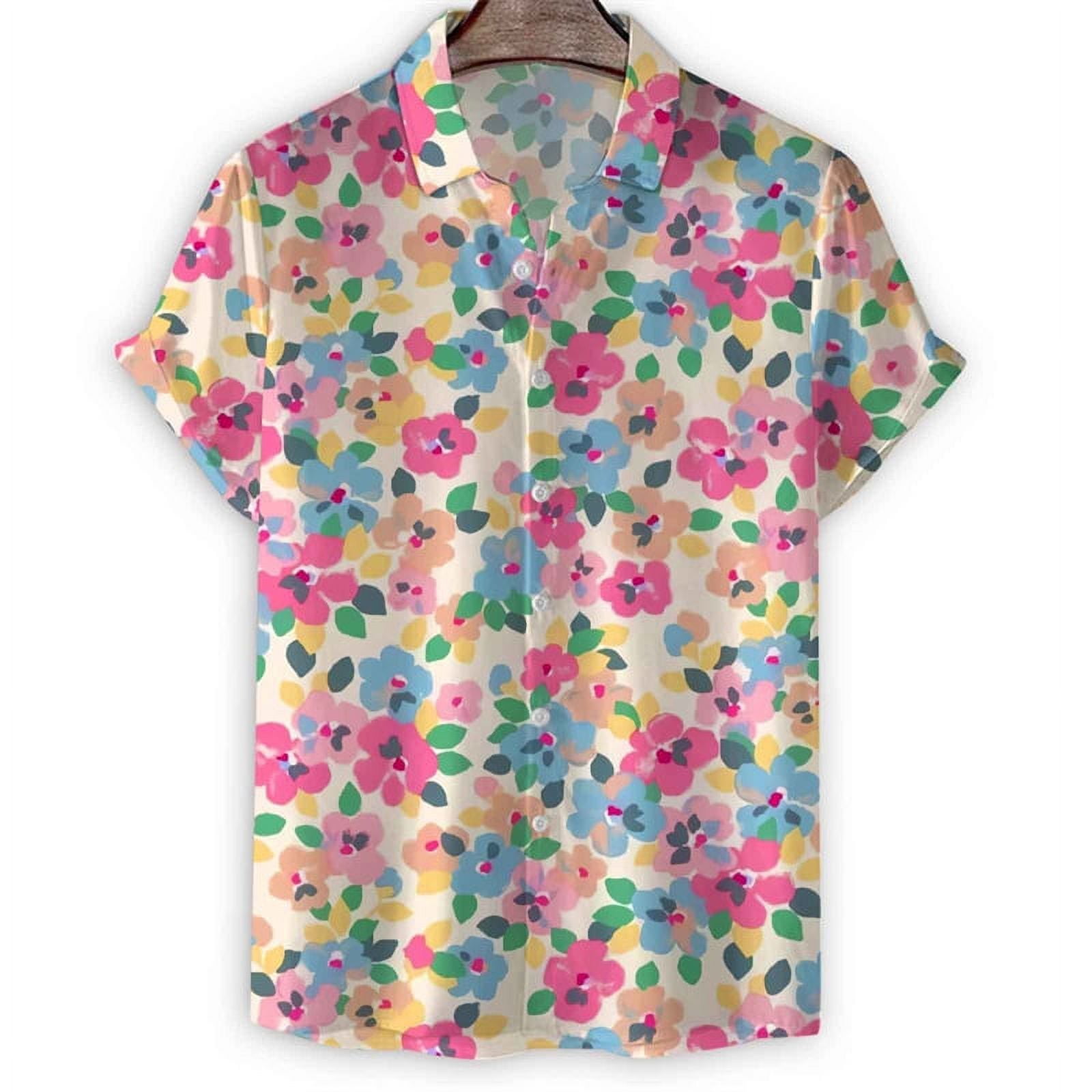 Colorful 3d Print Floral Hawaiian Shirt For Men Summer Vacation Short ...