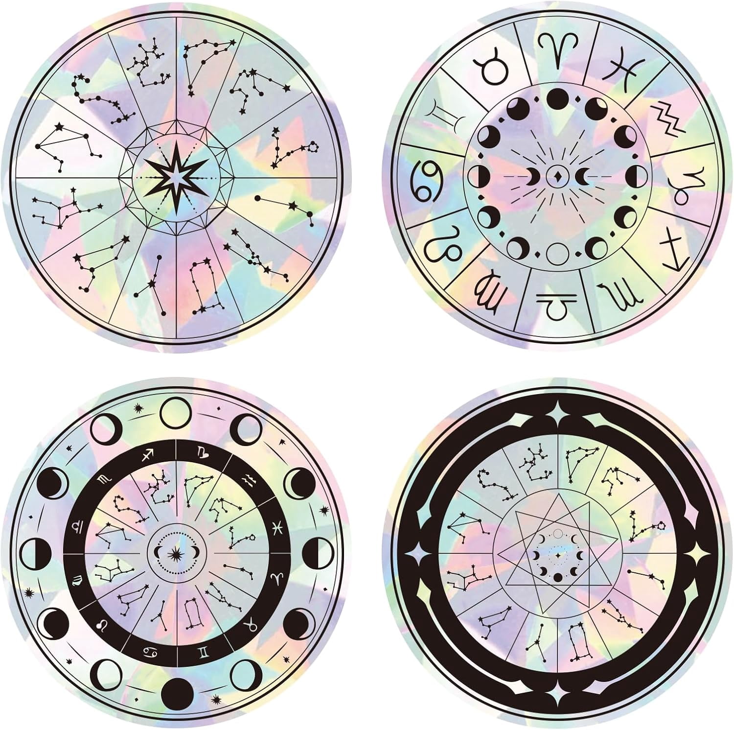 Colorful 4Pcs Laser Window Sticker Adhesive Static Stickers ...