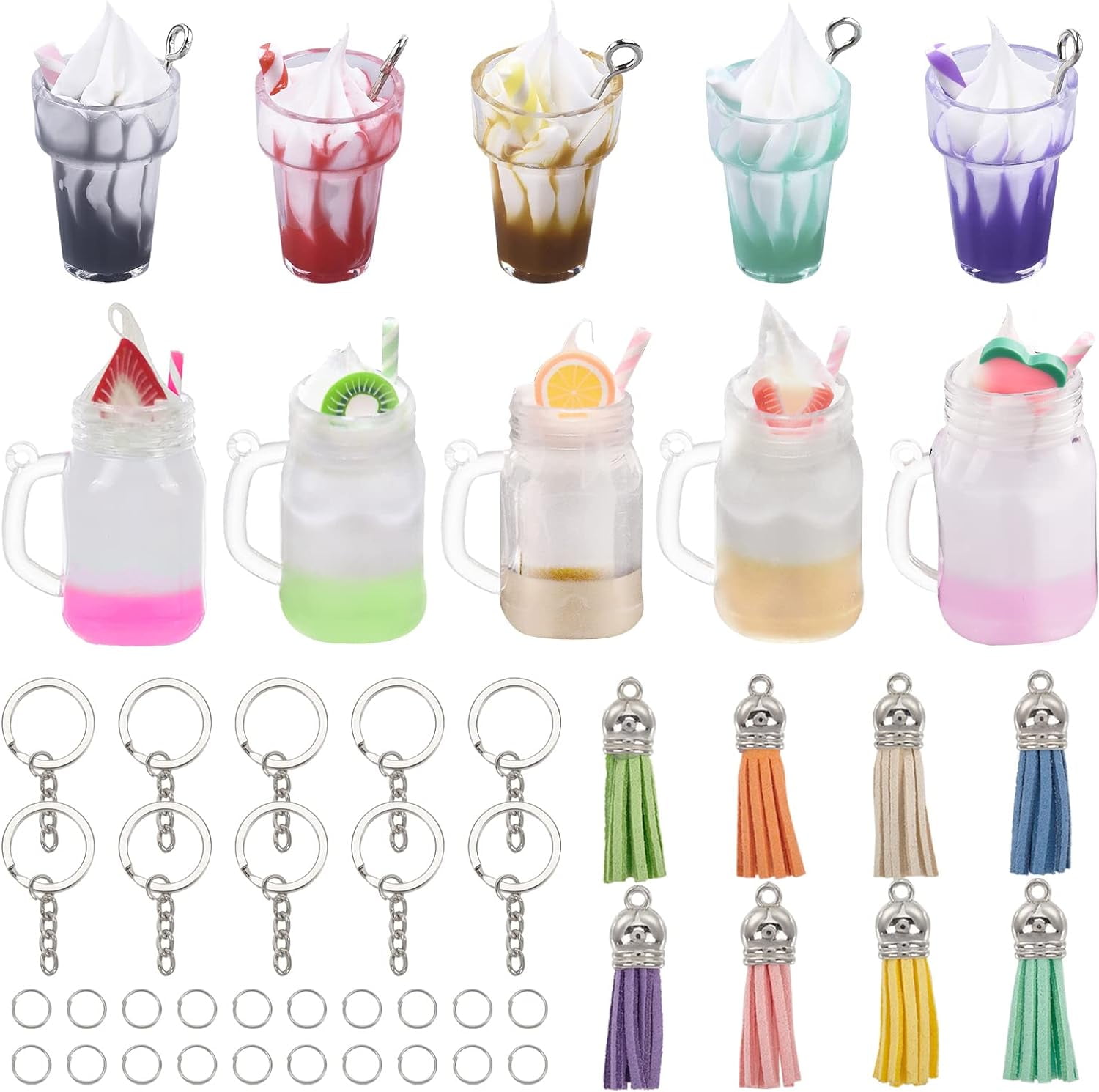 Colorful 56PCS Mini Milky Tea Keychain Tea Keychain Pendant Mini Milk ...