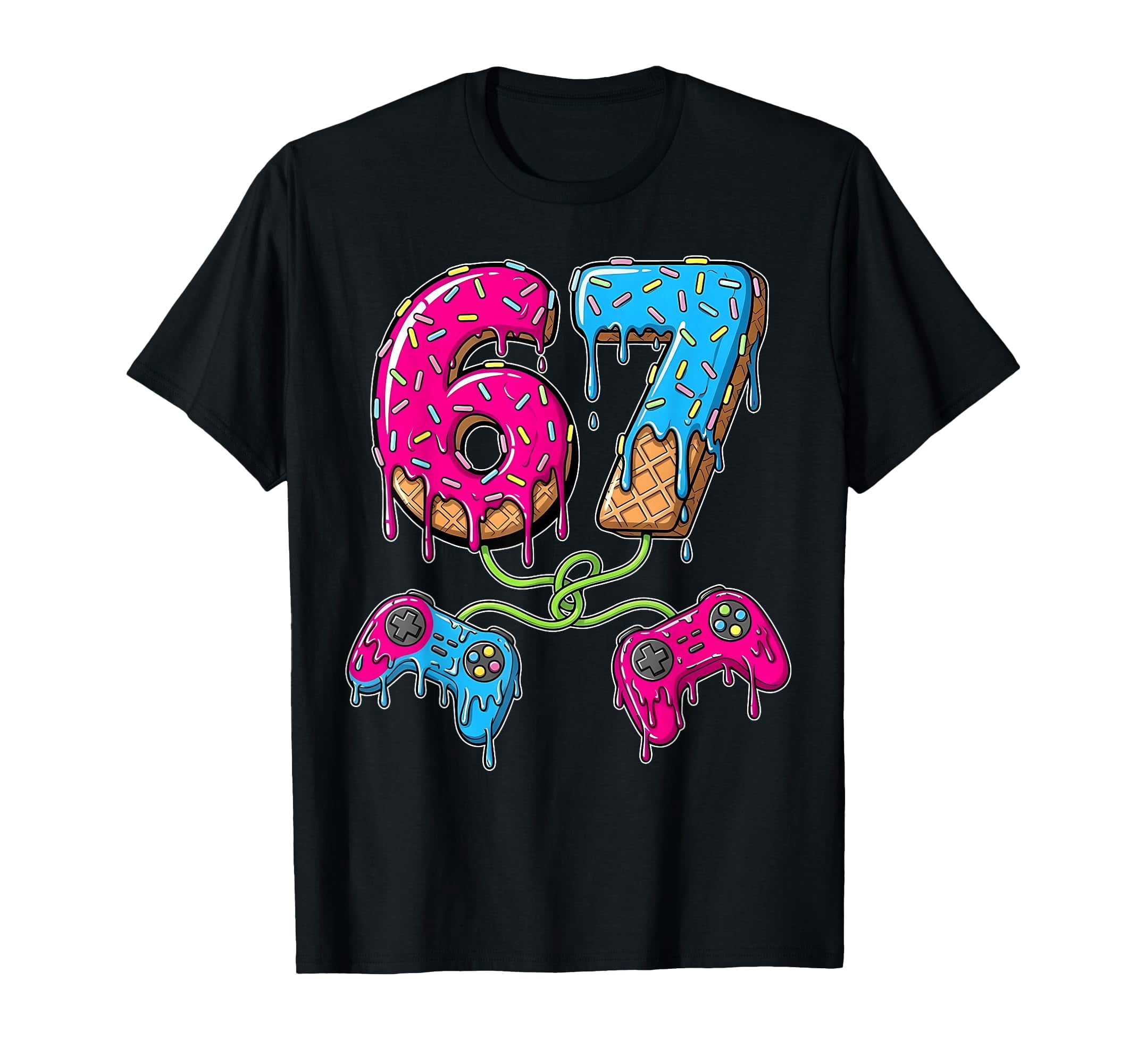 Colorful 67 Ice Cream Drip Gamer T-Shirt for Fun Holiday Style ...