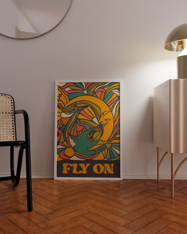 Colorful 70s Decor, Retro 70s Home Decor, 70s Wall Art, Retro Home ...