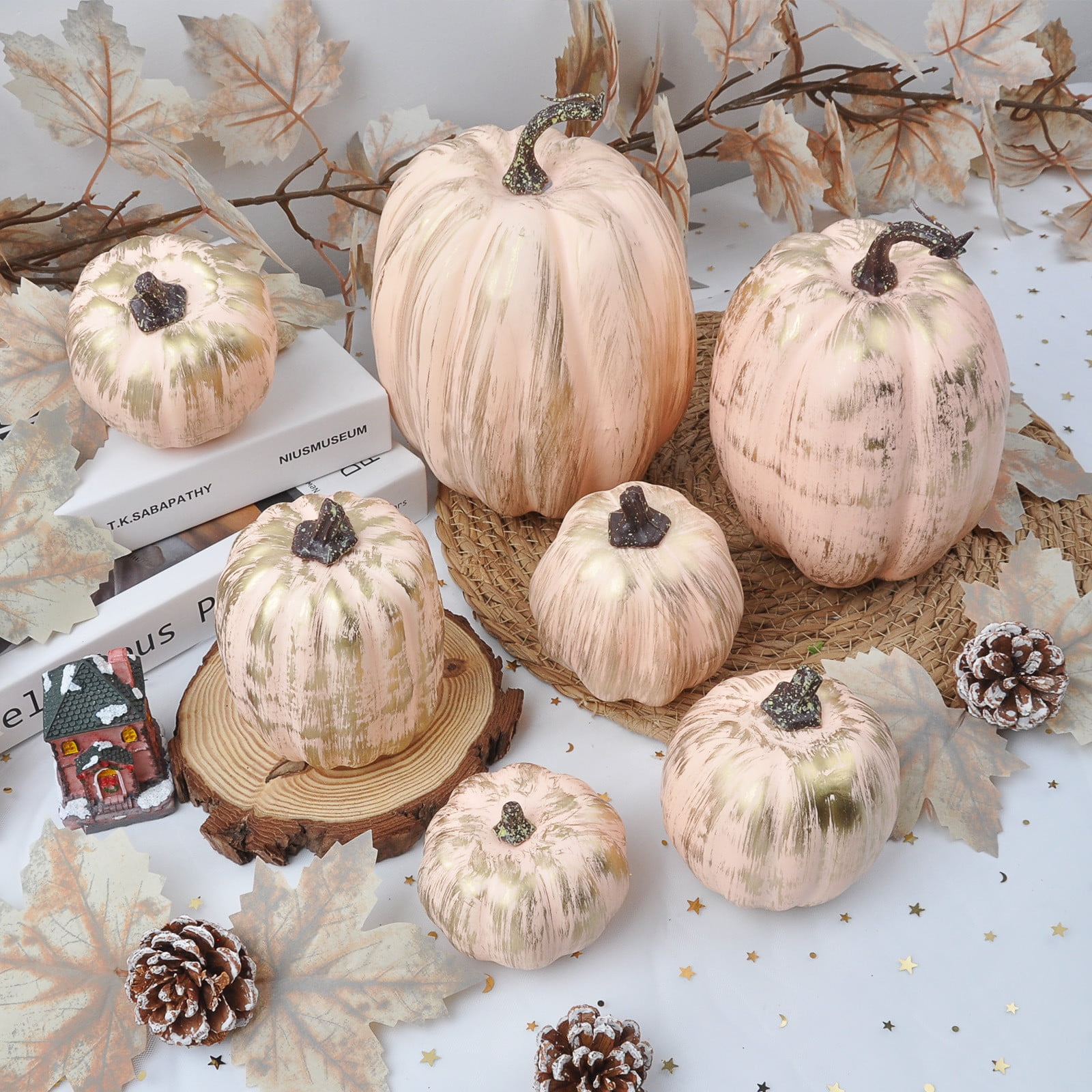 Colorful 7Pcs Thanksgiving Simulation Pumpkin Set Ornaments Festival ...