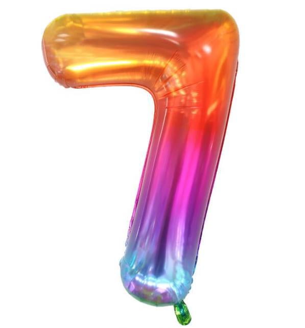 Colorful 7th Birthday Balloons - Large Number 7 Balloon Number 7 ...