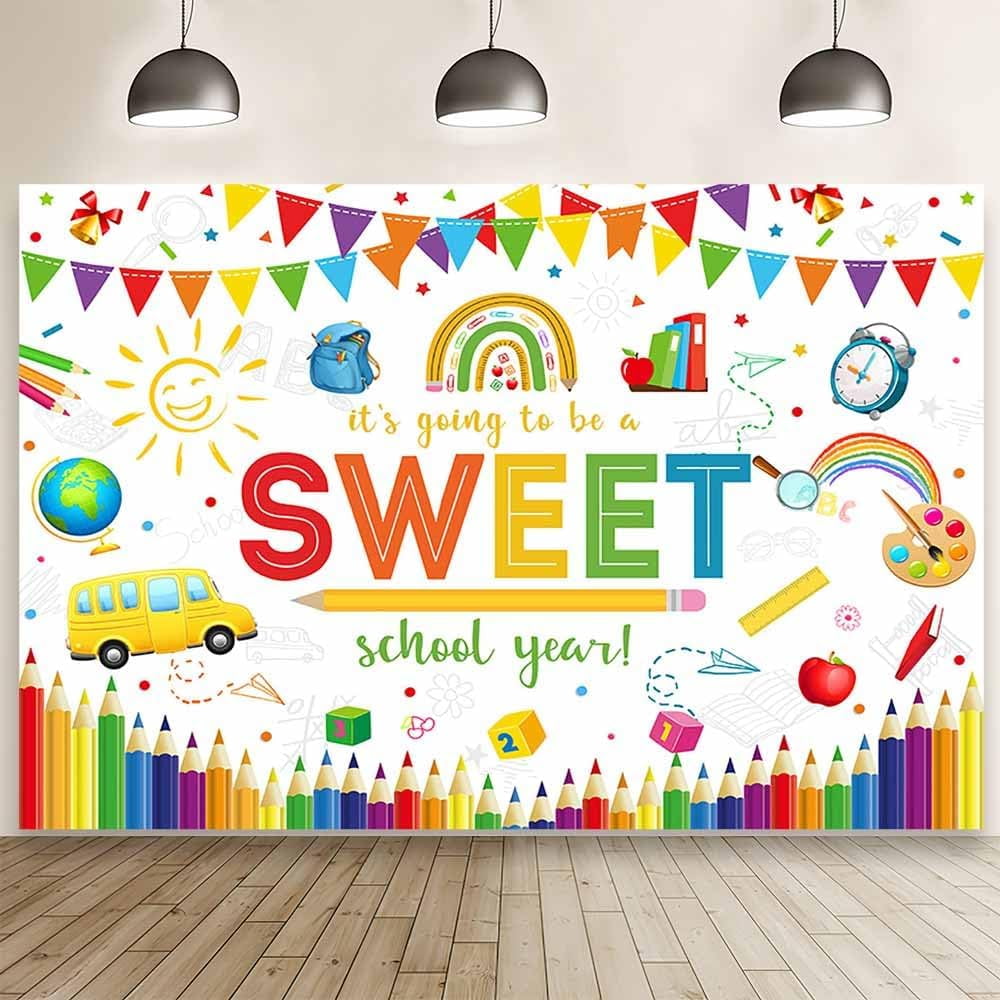 Colorful 7x5ft Back to School Backdrop It's Going to Be A Sweet School ...