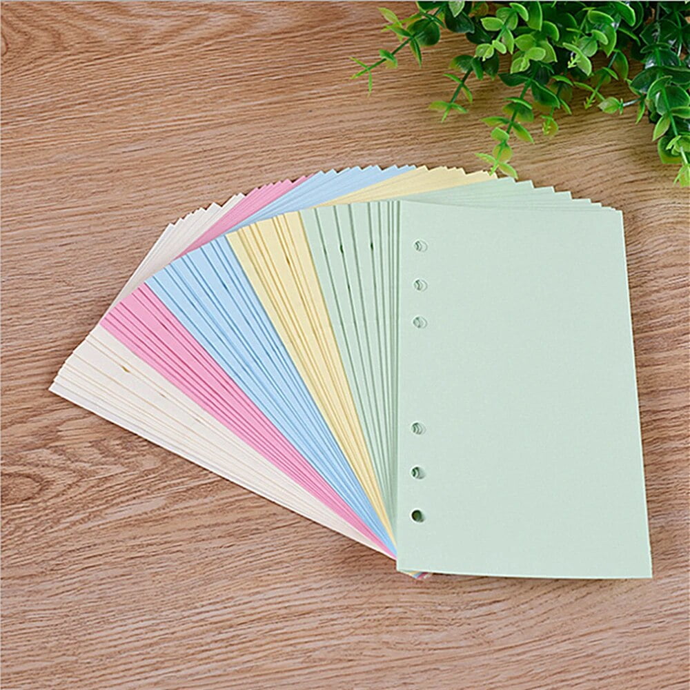 Colorful A5/A6 Loose Leaf Notebook Inner Pages 6 Holes Blank Line ...