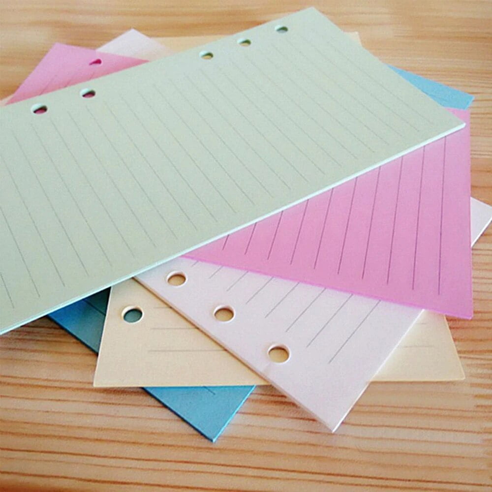 Colorful A5/A6 Loose Leaf Notebook Inner Pages 6 Holes Blank Line ...