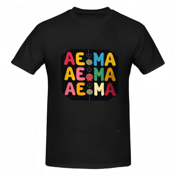 Colorful AEMA Letter Design Cotton Short Sleeve T-Shirt for Women ...