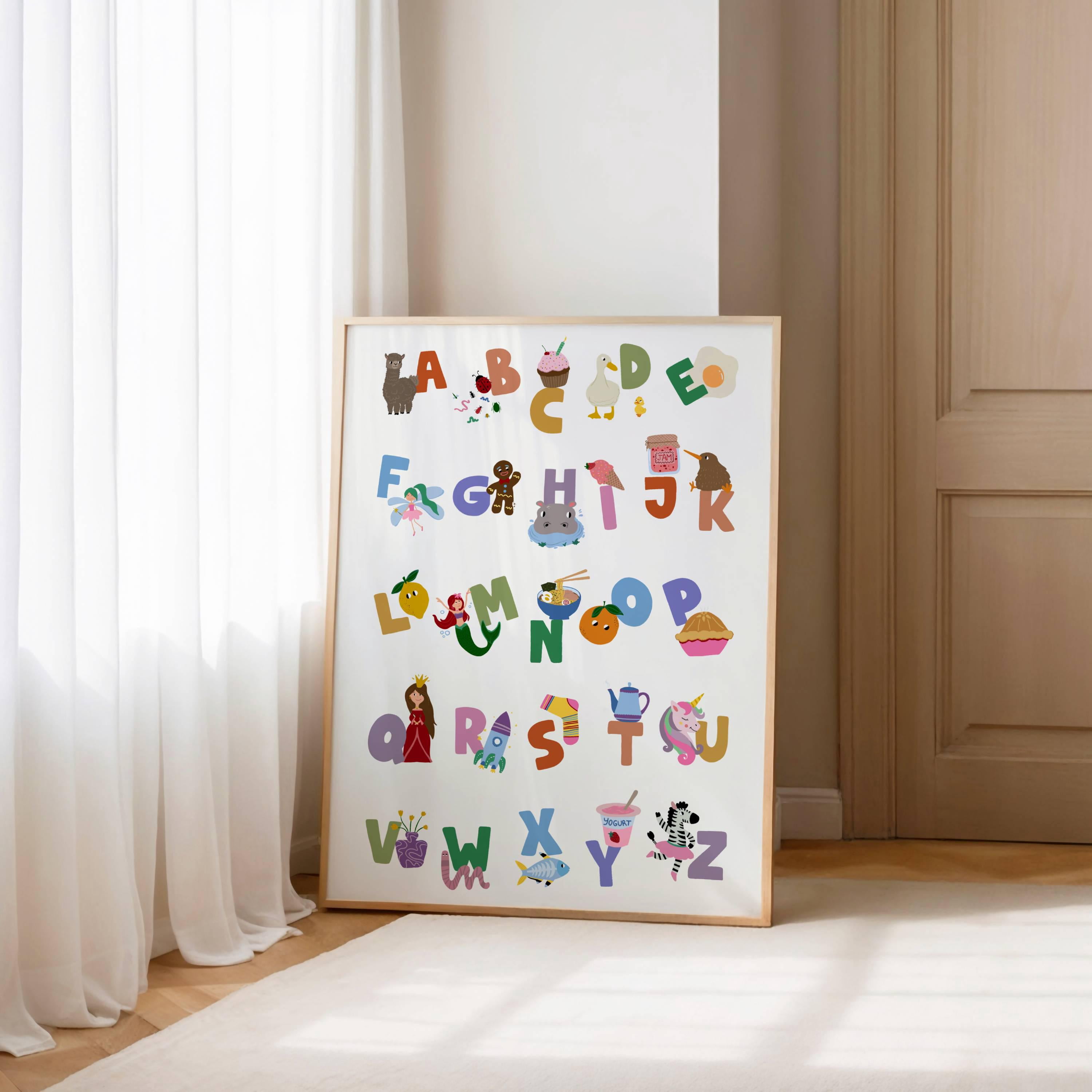 Colorful Abc Poster For Kids Room, Alphabet Nursery Wall Art ...