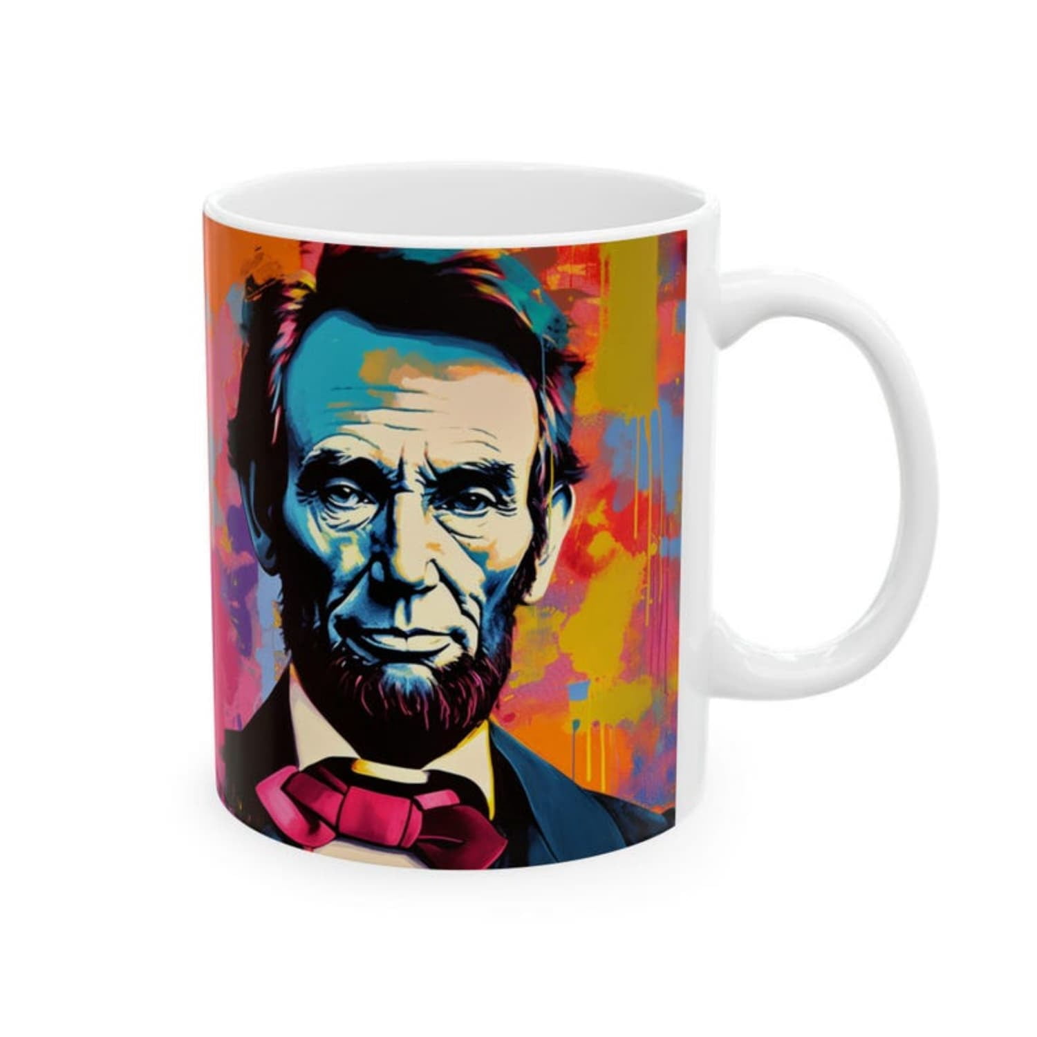 Colorful Abraham Lincoln Ceramic Coffee Mug - Unique Art Design ...