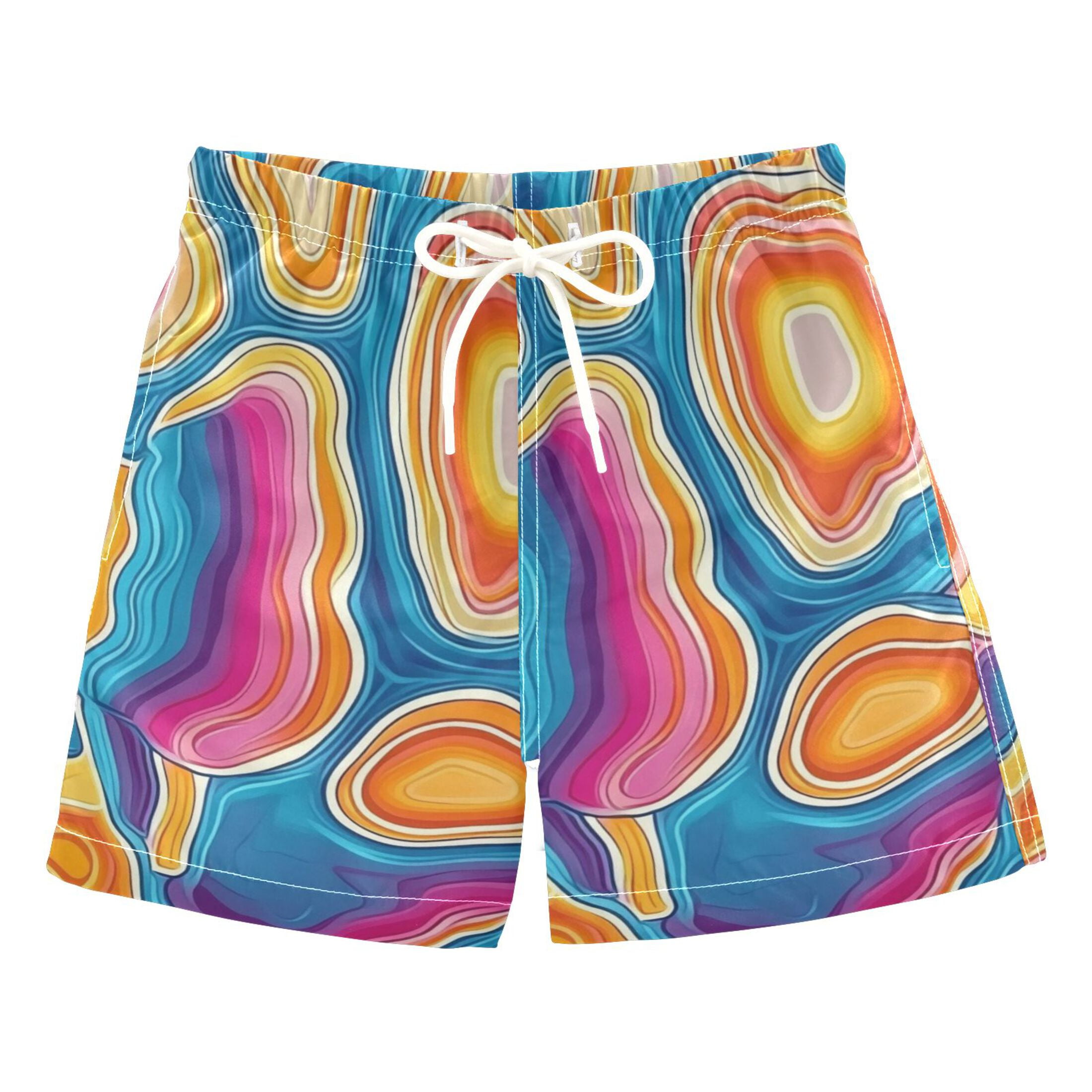 Colorful Abstract Art Boys Swim Trunks Quick Dry Boy Swim Shorts for 3 ...