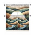 Colorful Abstract Art Kitchen Curtain and Valance Set 3 Pieces, Rod ...
