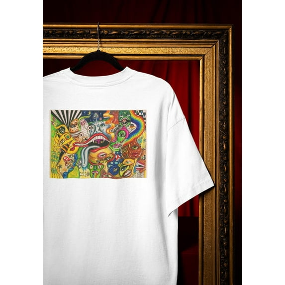 Colorful Abstract Art T-Shirt Vibrant Surreal Faces Graphic ...