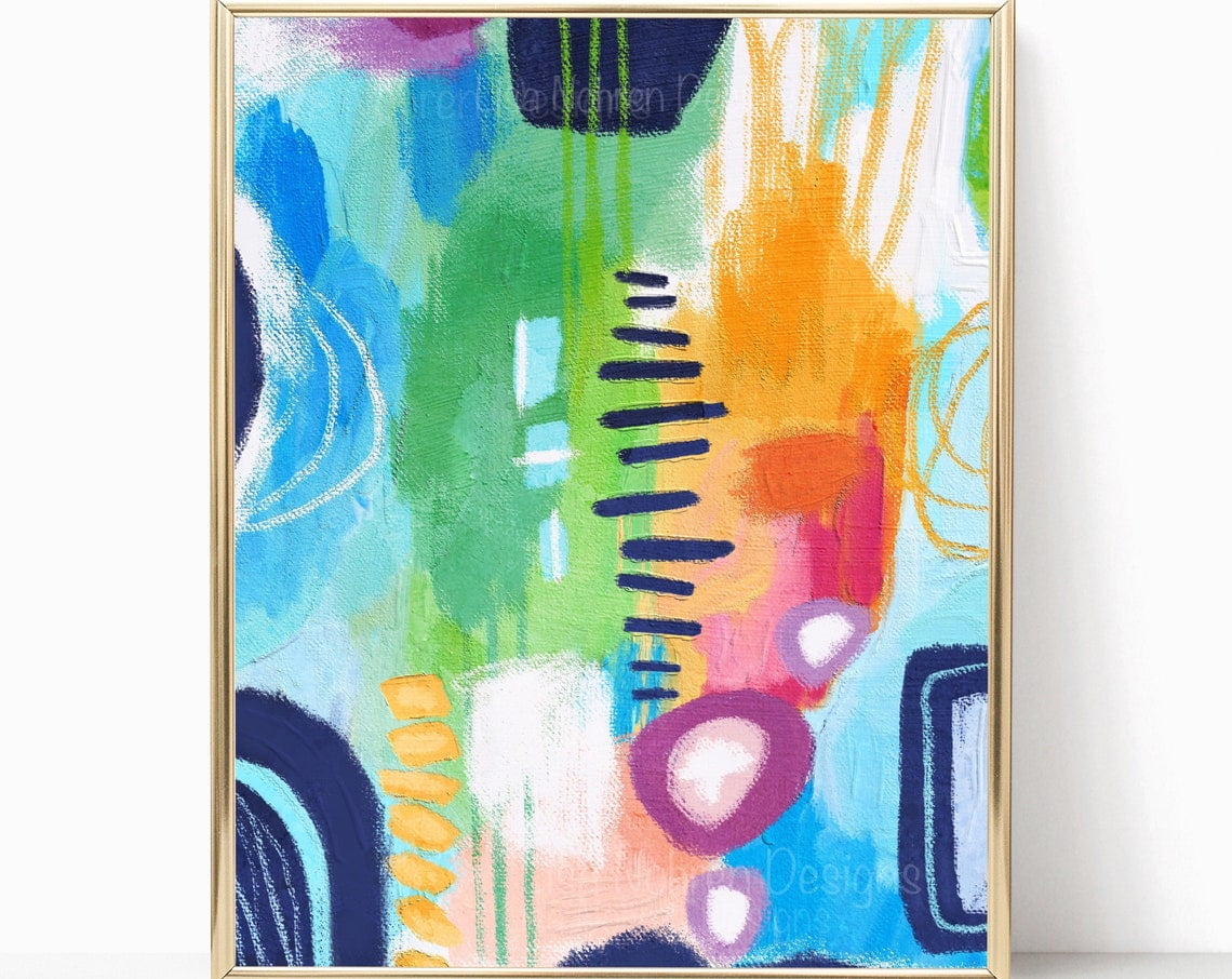 Colorful Abstract Art Wall Art Painting Art Minimalist Preppy Wall Art ...