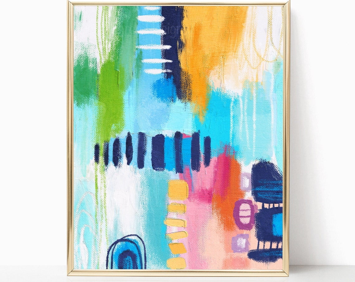 Colorful Abstract Art Wall Art Painting Art Minimalist Preppy Wall Art ...