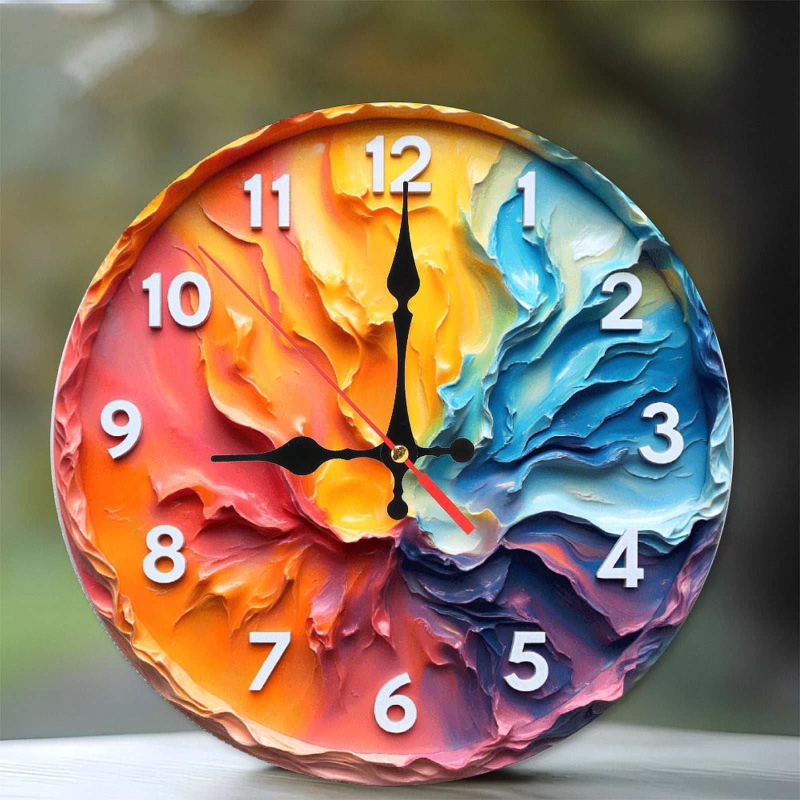 Colorful Abstract Art Wall Clock Unique Design_2 10-Inch Silent Wooden ...