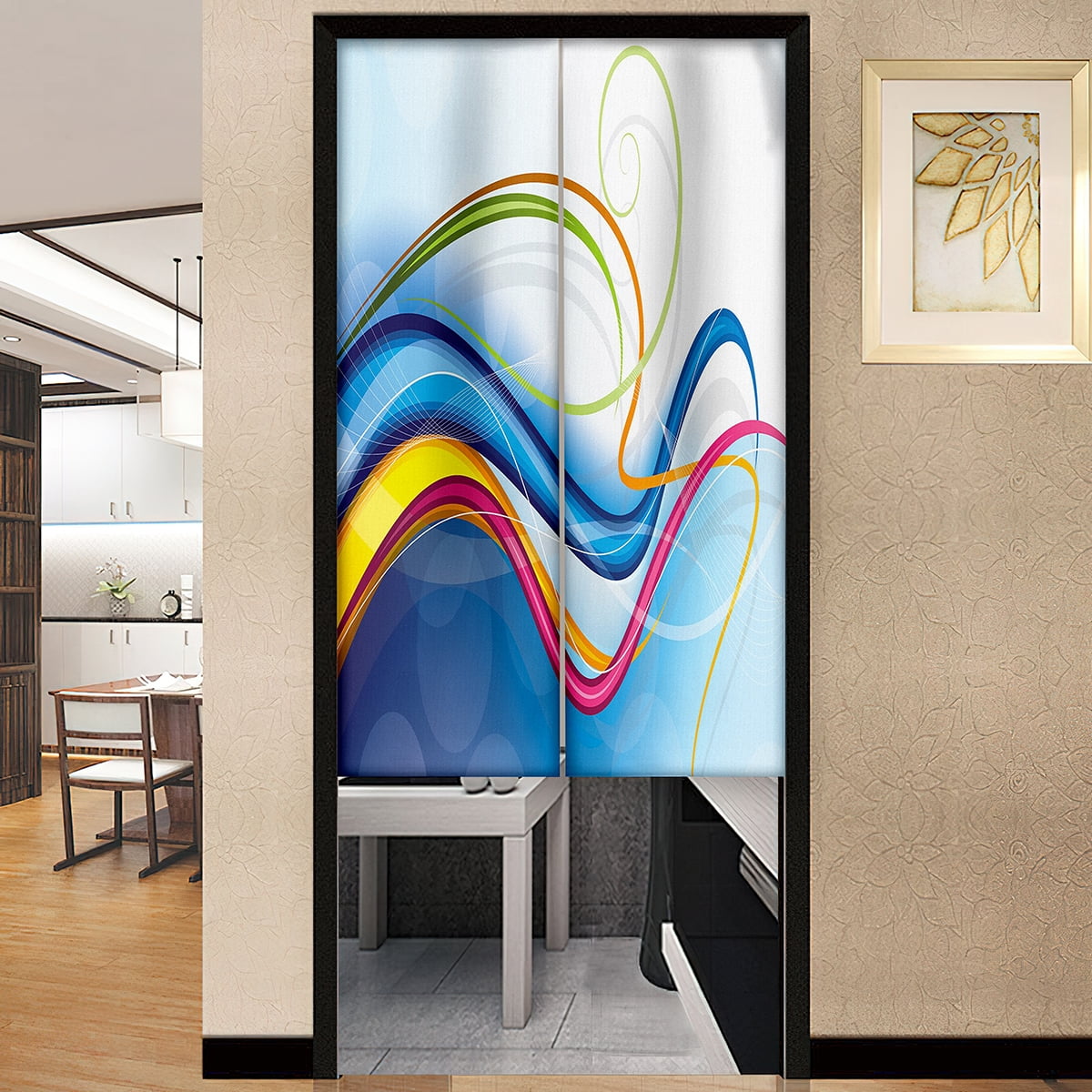 Colorful Abstract Artwork Circle Door Curtain Kitchen Partition Dining ...