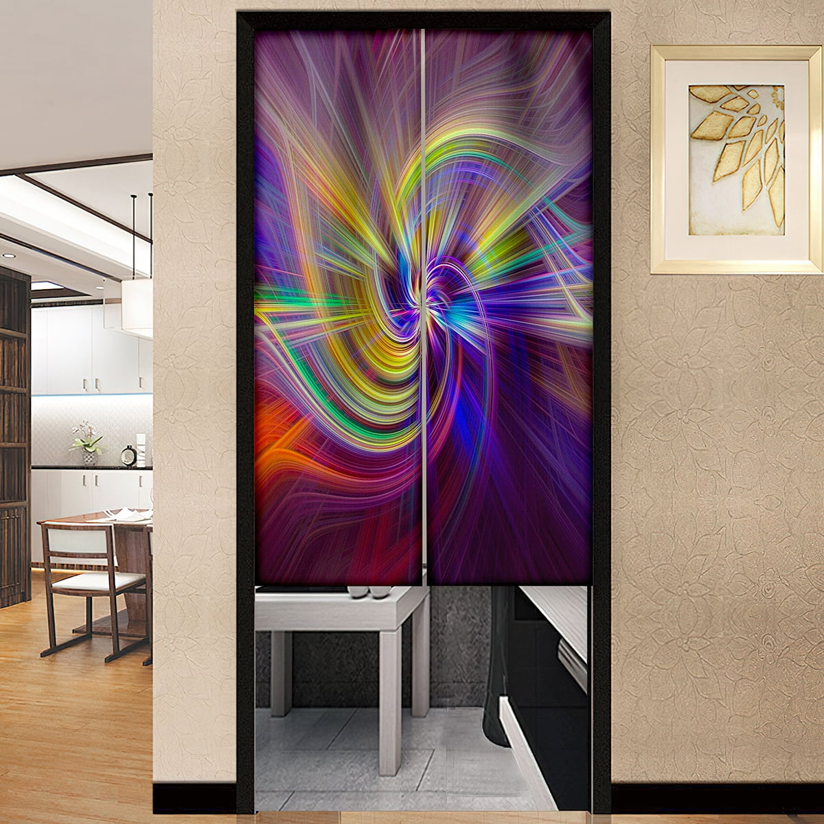 Colorful Abstract Artwork Circle Door Curtain Kitchen Partition Dining ...