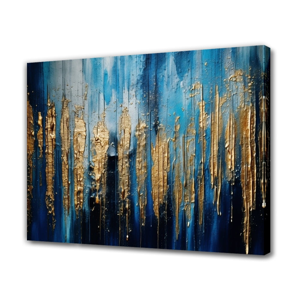 Colorful Abstract Background Painting Featuring Blue And Gold Hues ...