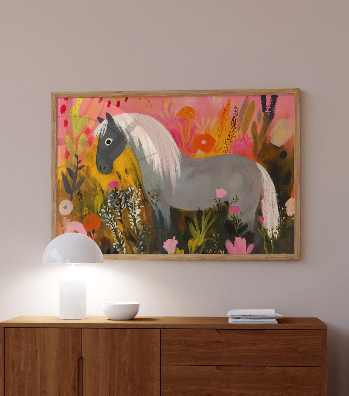 Colorful Abstract Bold Horse Art Poster Playful Room Illustration ...