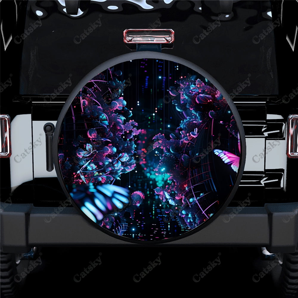 Colorful Abstract Butterfly Polyester Universal Spare Wheel Tire Cover ...