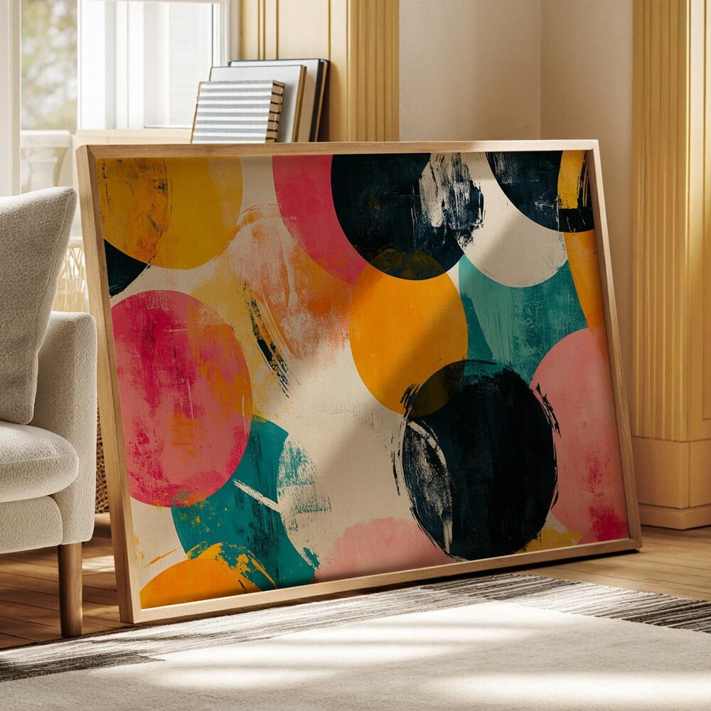 Colorful Abstract Circle Art - Modern Geometric Poster With Bold Yellow ...