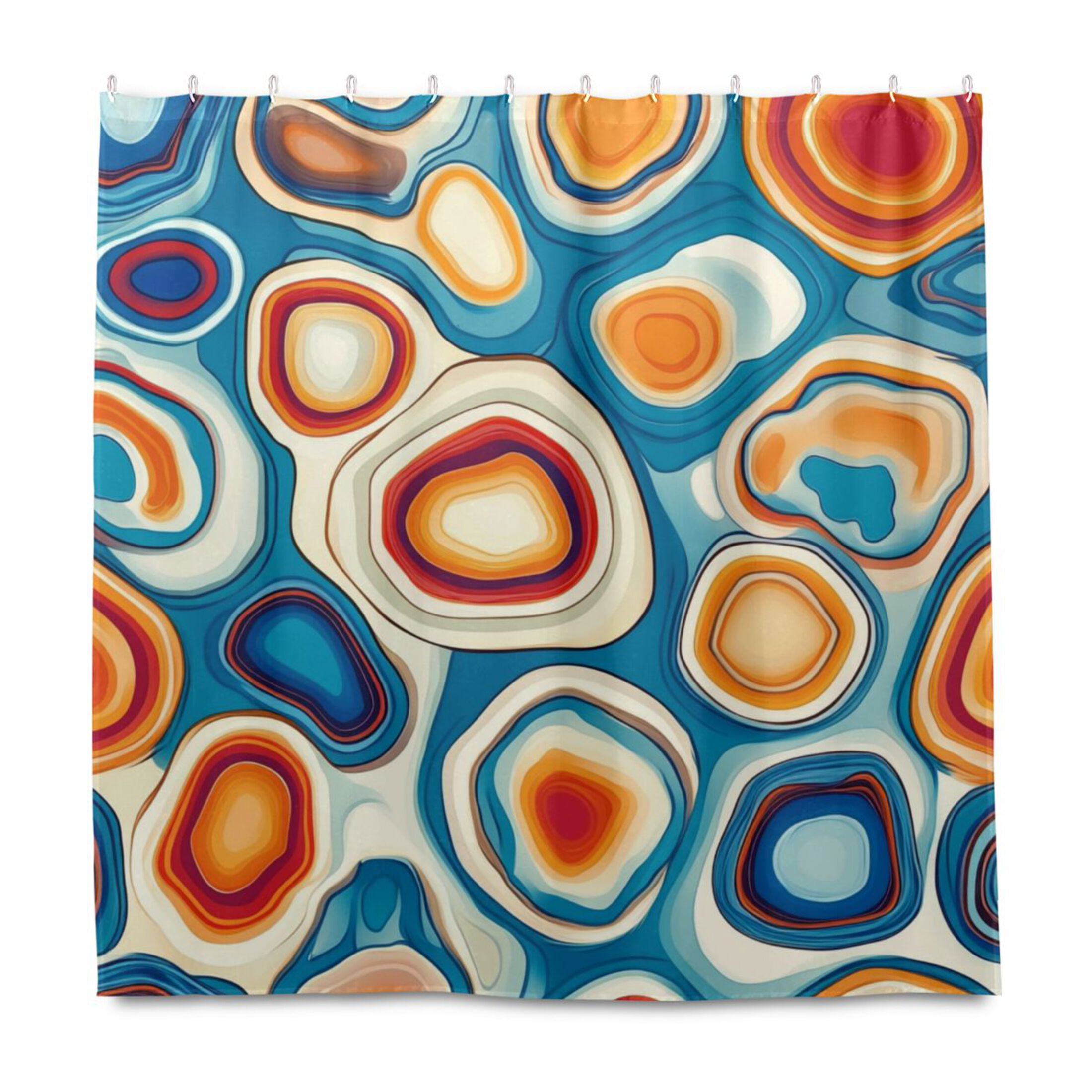 Colorful Abstract Circles Shower Curtain Liner 72x72 Inch Waterproof ...