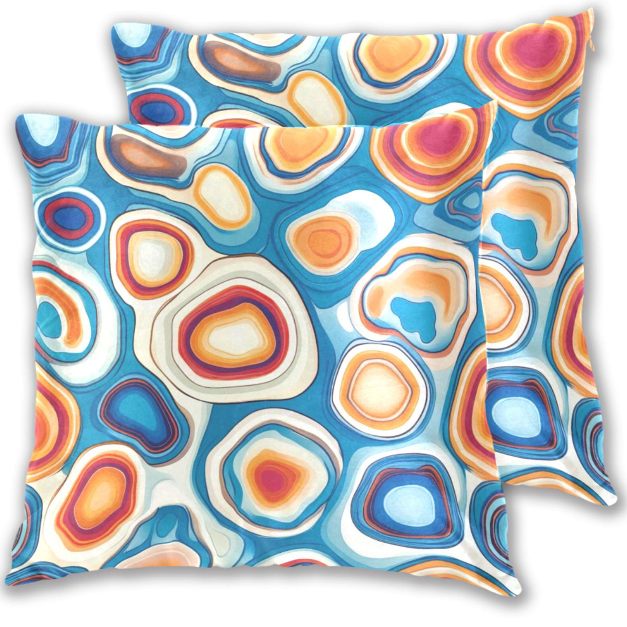 Colorful Abstract Circles Throw Pillow Covers 18x18 Inch 2 Packs ...