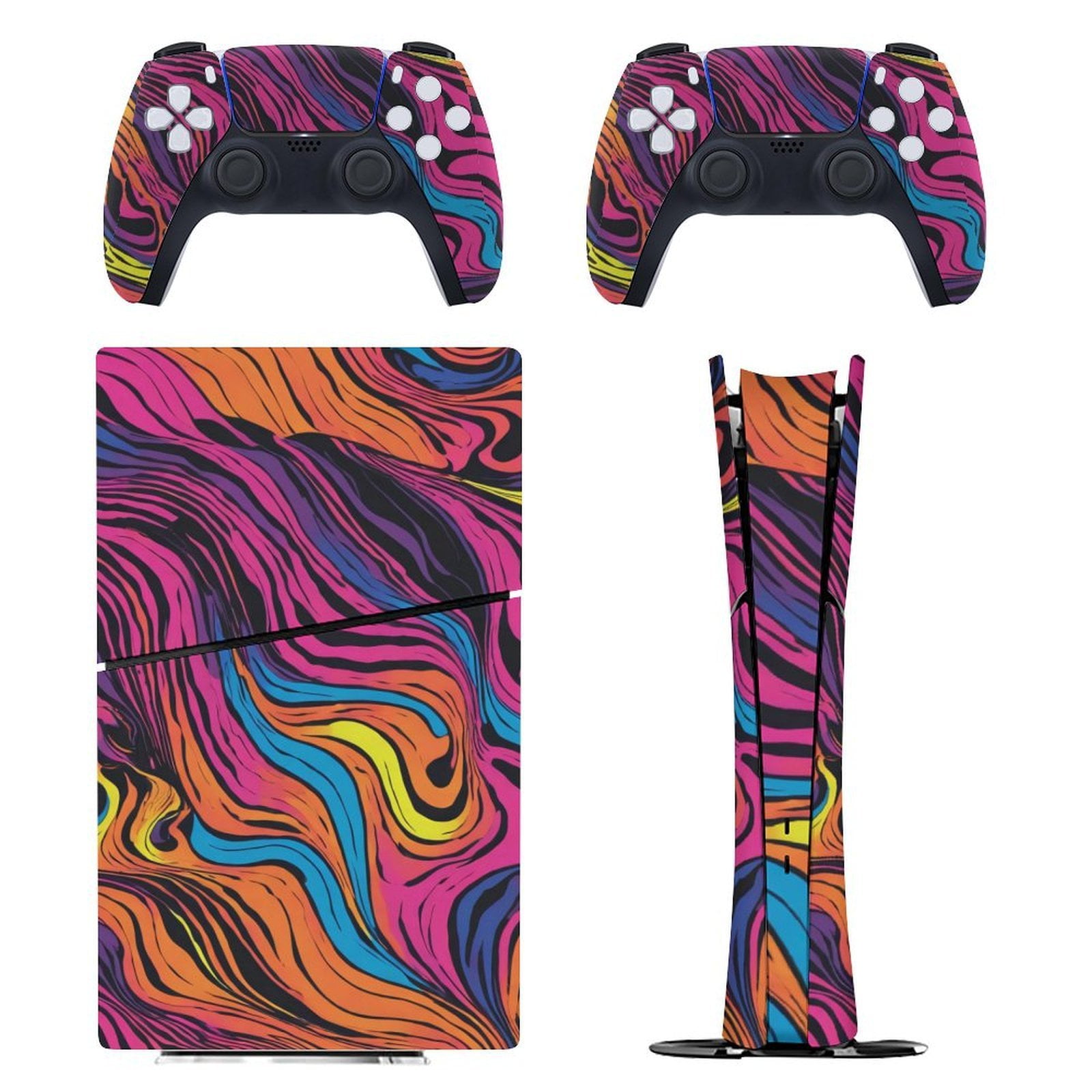 Colorful Abstract Console Skin Bundle for PS5 Pro Slim Disc & Digital ...