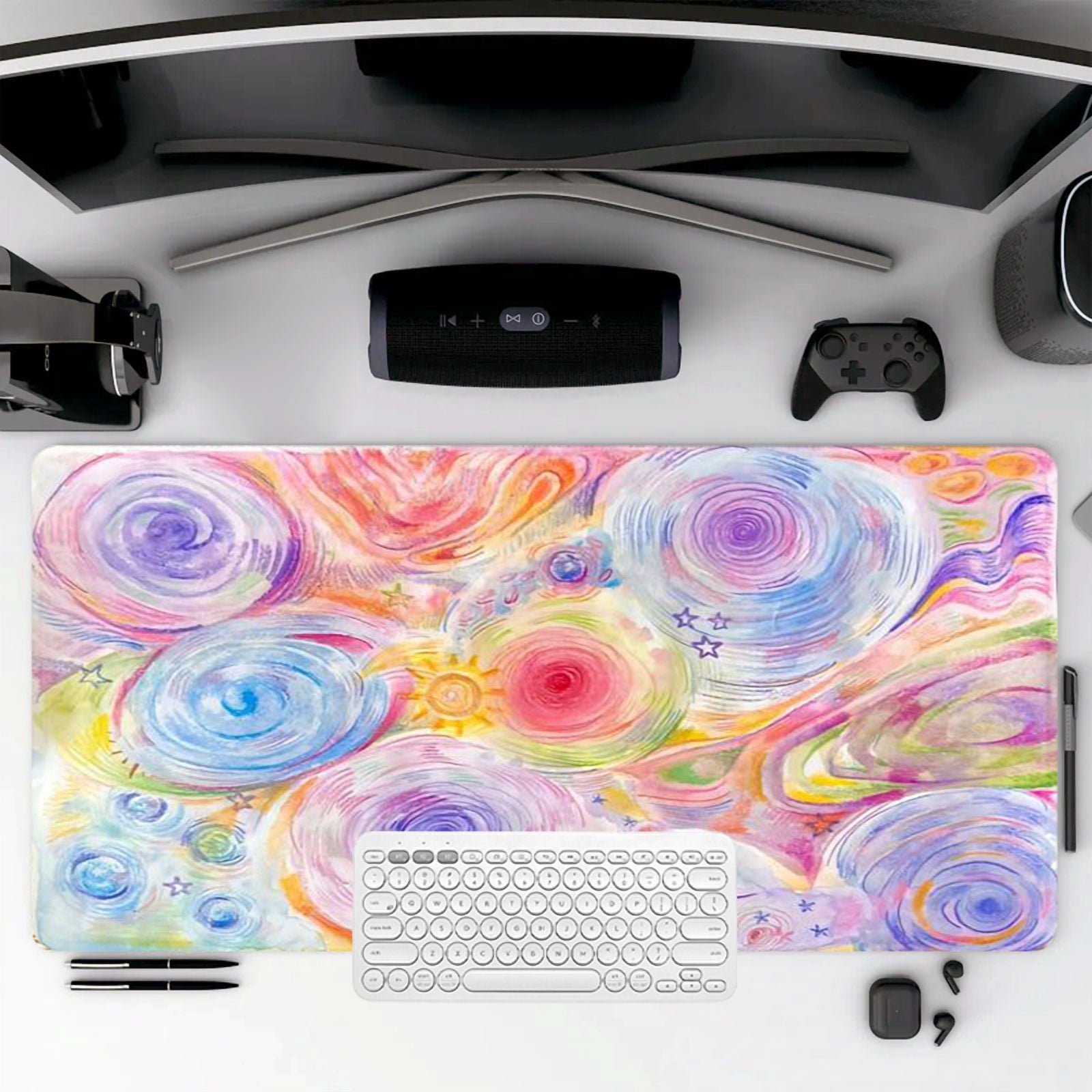 Abstract Spiral Art Mouse Pad 35.4 x 15.8 Inches Rubber Desk Mat with ...