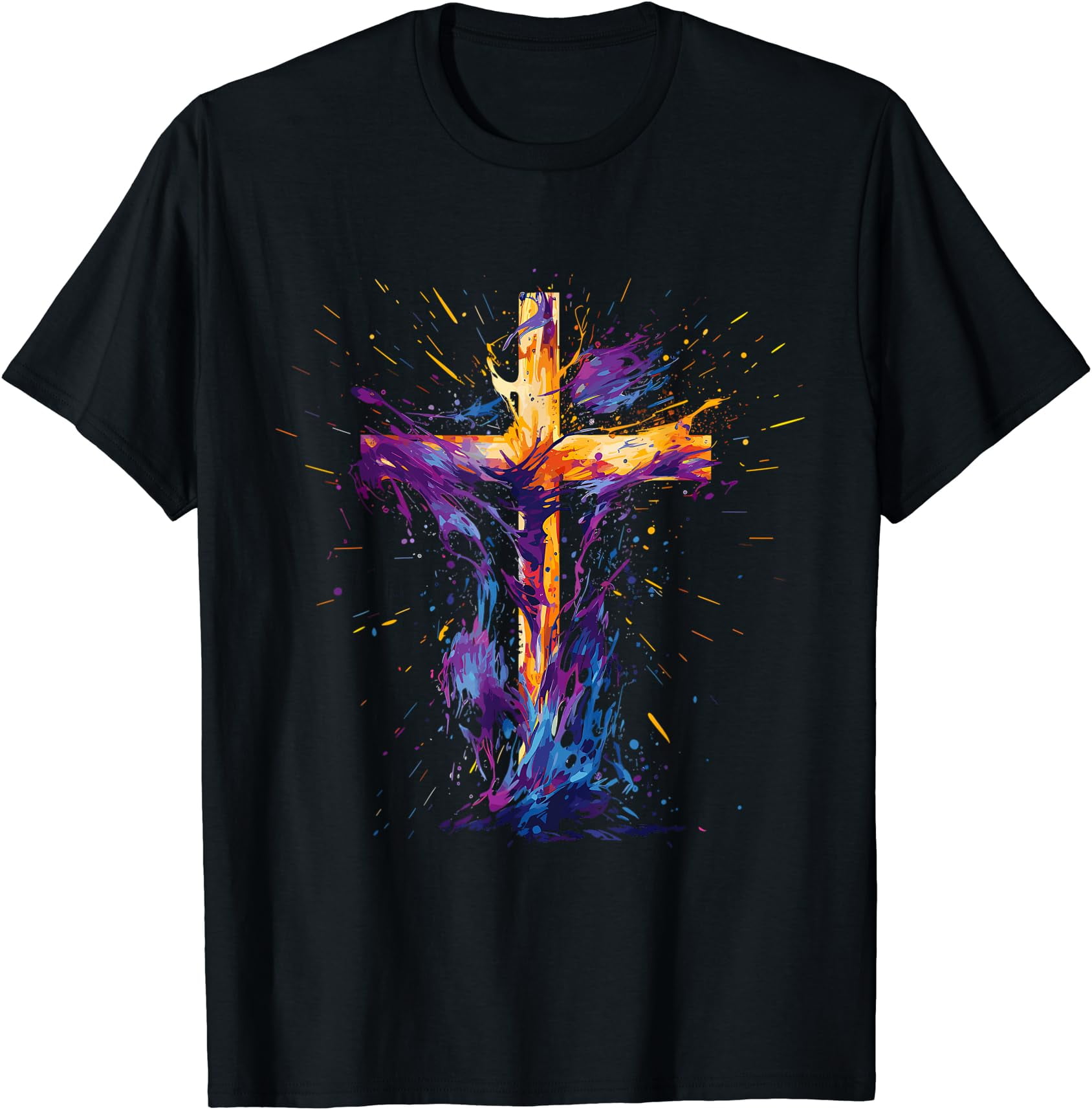 Colorful Abstract Cross Design Holy Spirit Christian T-Shirt for ...