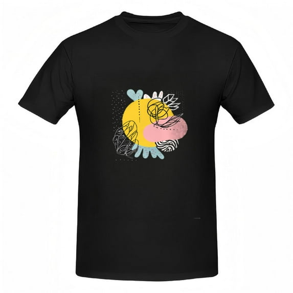 Colorful Abstract Design Cotton Short Sleeve T-Shirt - Yellow Circle ...