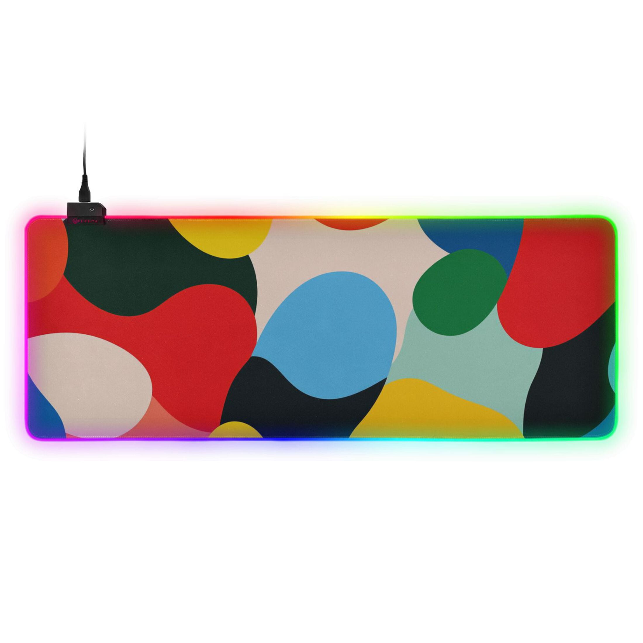 Colorful Abstract Design RGB Gaming Mouse Pad Large Keyboard Mat Rubber ...